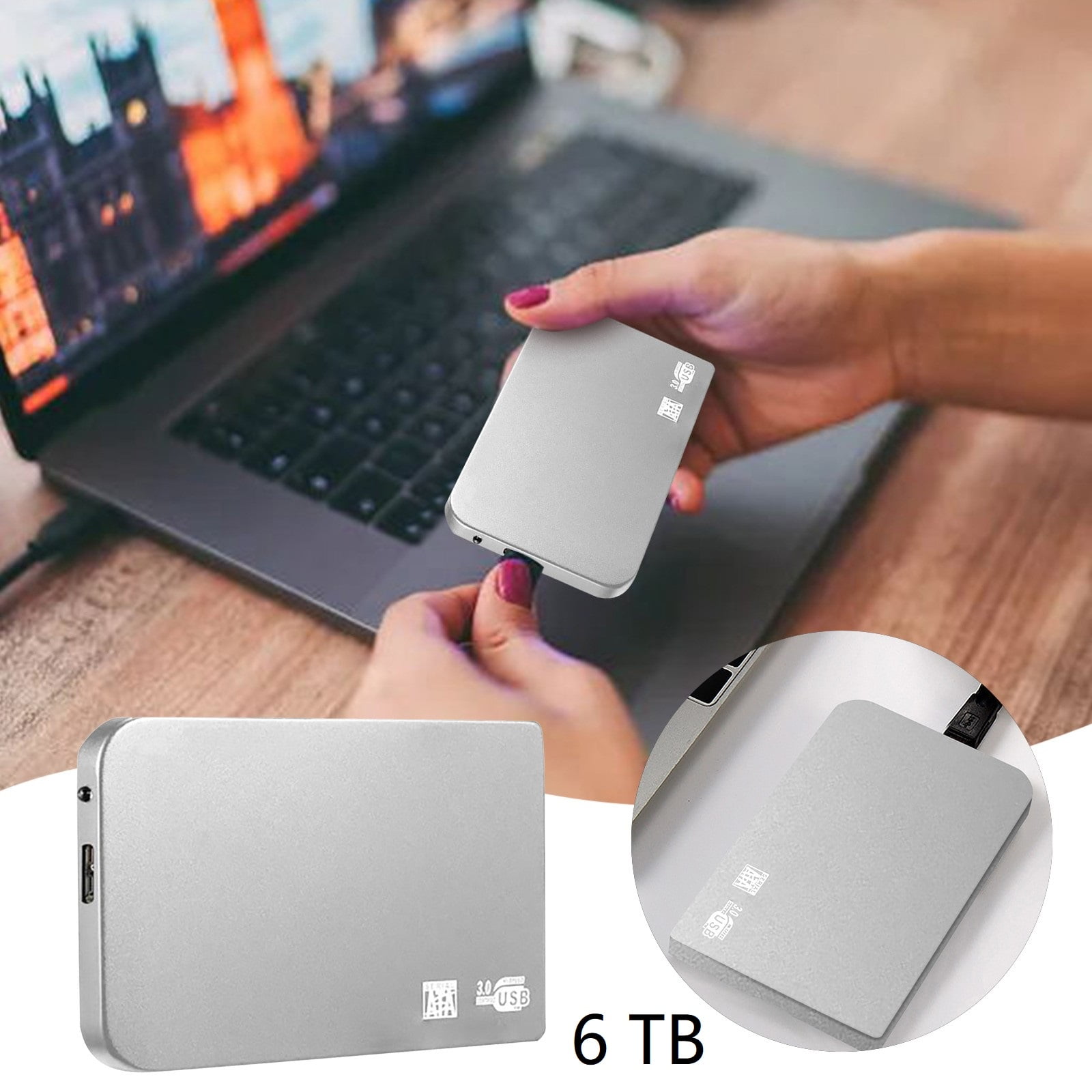 6TB External USB Hard Drive Portable Mobile Storage and Backup Plus ...