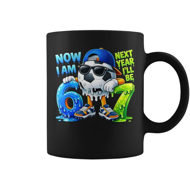 6Th Birthday Boy Soccer Ice Cream Drip 67 Meme 6 Year Old Coffee Mug ...