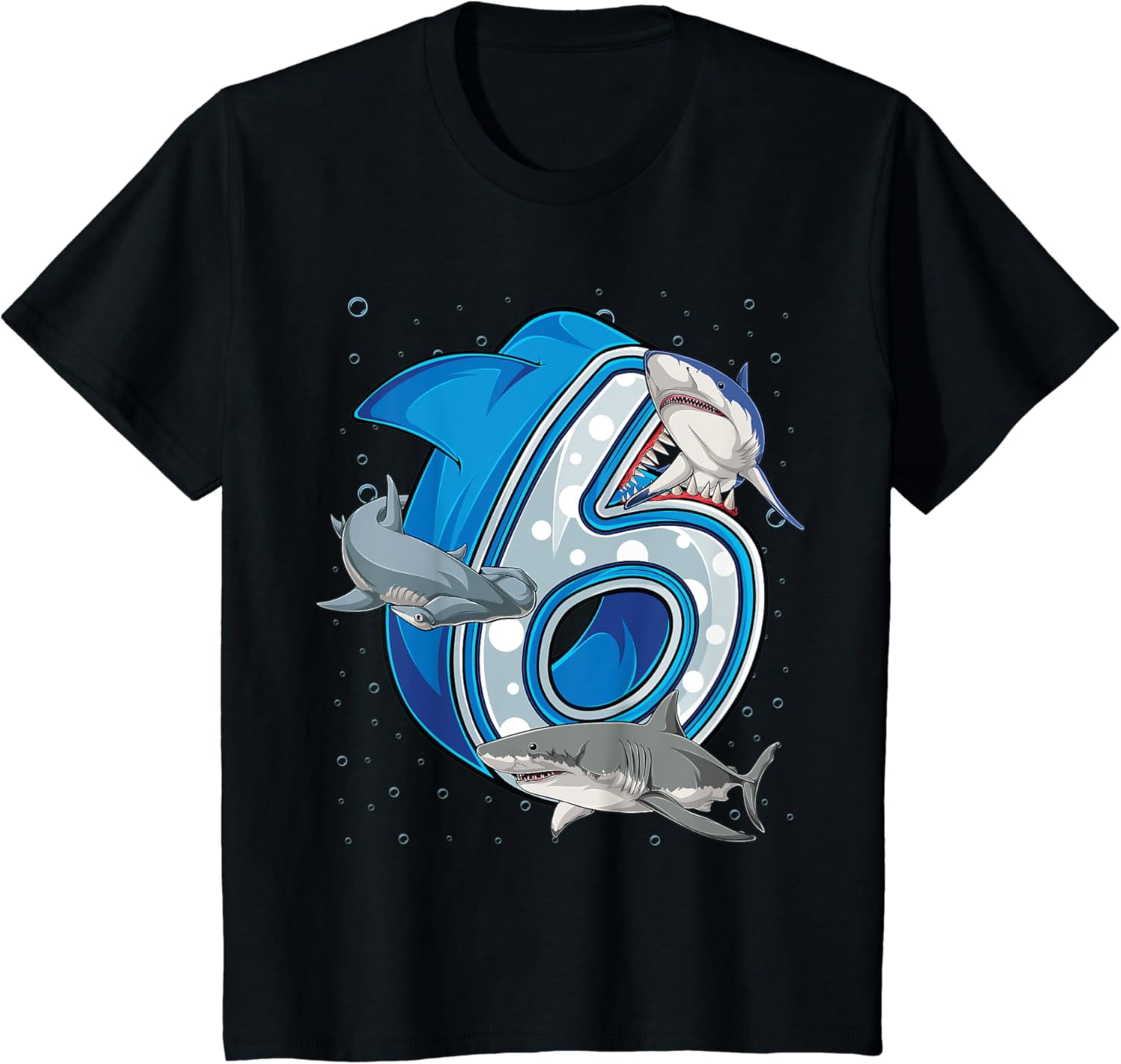 6Th Birthday Boys Shark 6 Years Old Ocean Shark B Day T Shirt - Walmart.com