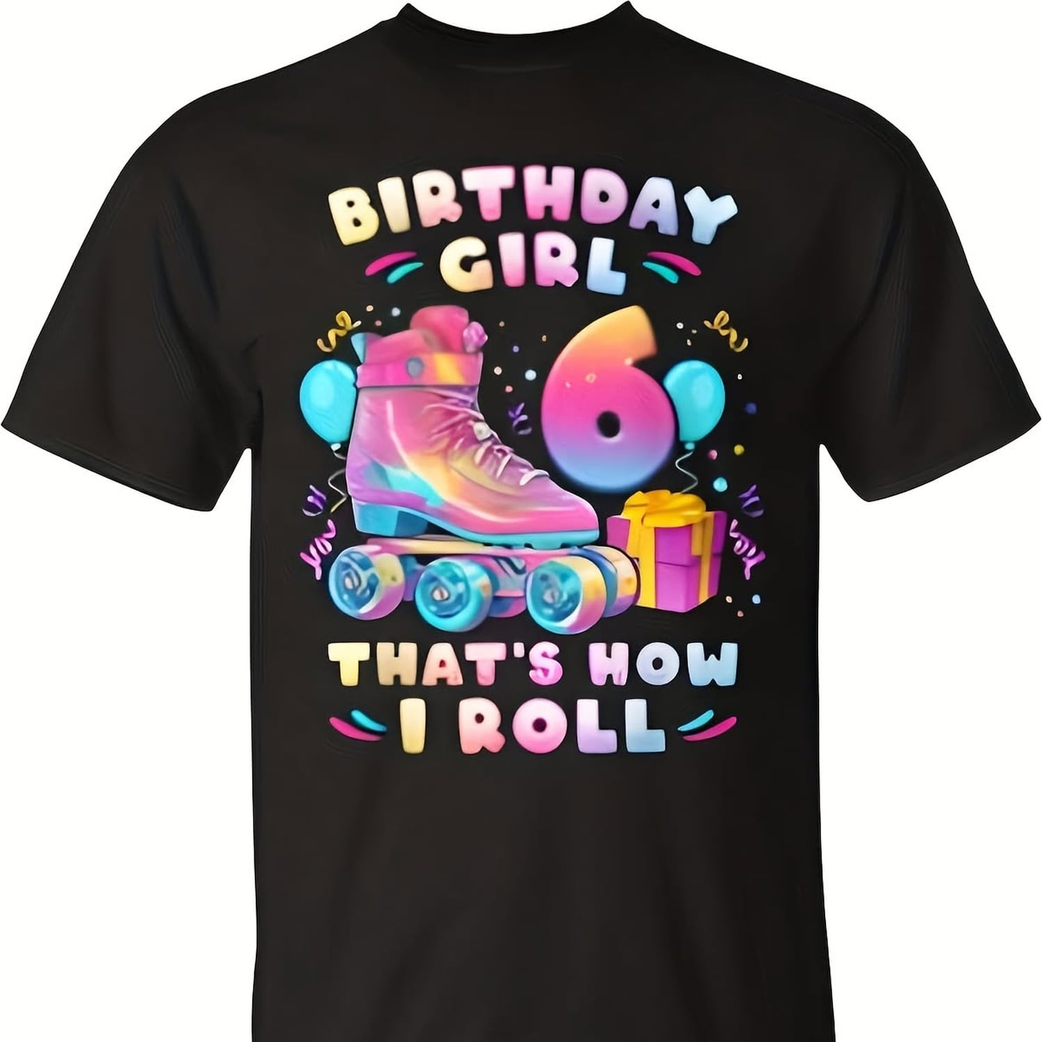 6Th Birthday Girl 6 Years Roller Skates Number 6 T-Shirt Aesthetic Y2K ...