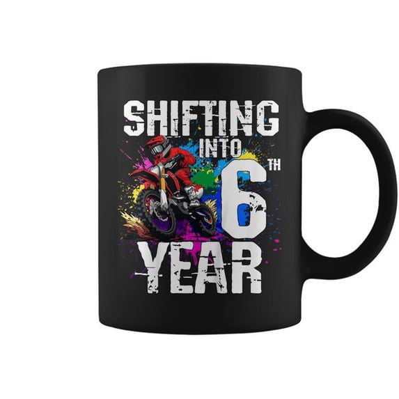 6Th Birthday Party Dirt Bike Boy 6 Years Old Dirt Biker Coffee Mugs ...