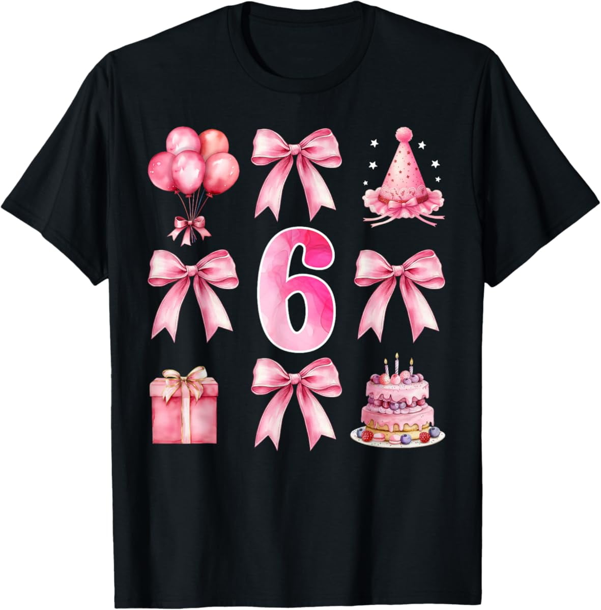 6Th Birthday Pink Coquette Bow Six Year Old Unisex T-Shirt S-5Xl - Best ...