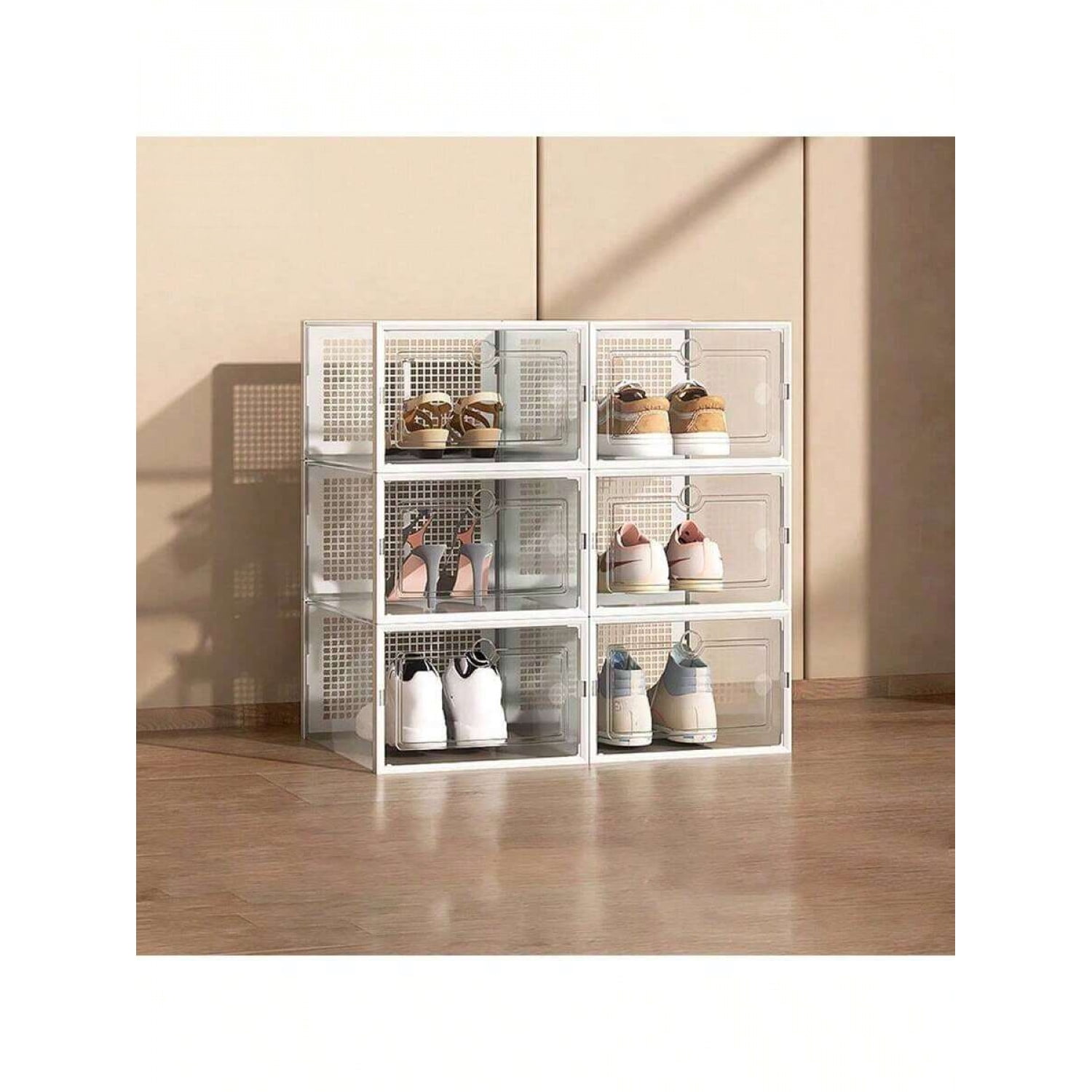 6Transparent Plastic Shoe Storage Box With Magnetic Closure, Waterproof ...