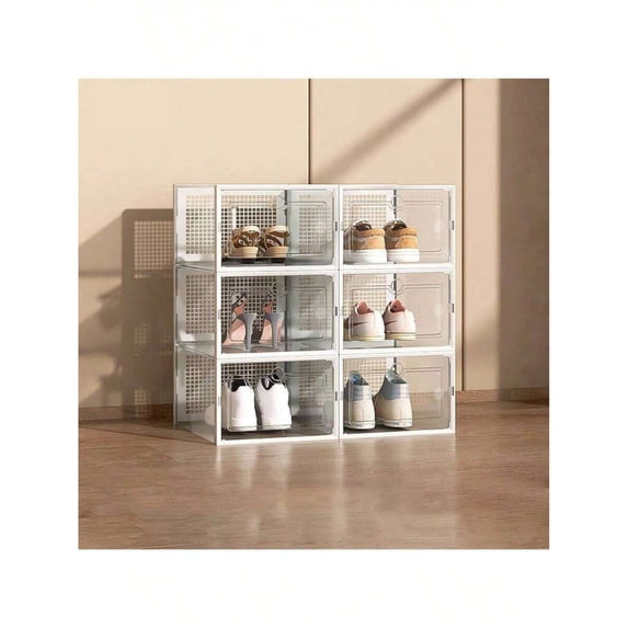 6Transparent Plastic Shoe Storage Box With Magnetic Closure, Waterproof ...