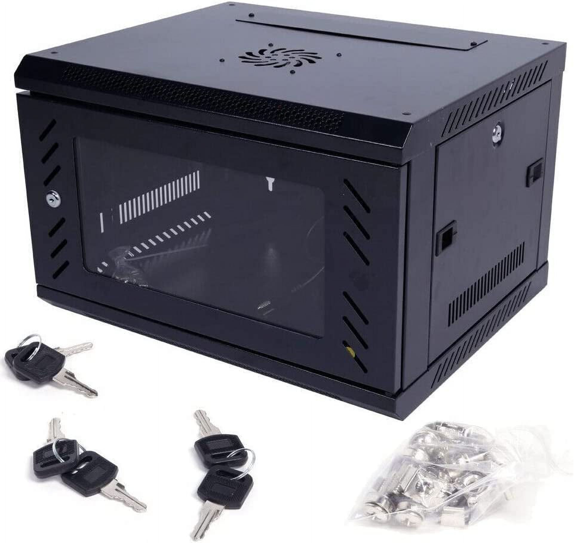 6U Wall Mount Enclosure Rack Network Server Data Cabinet Glass Door Key ...