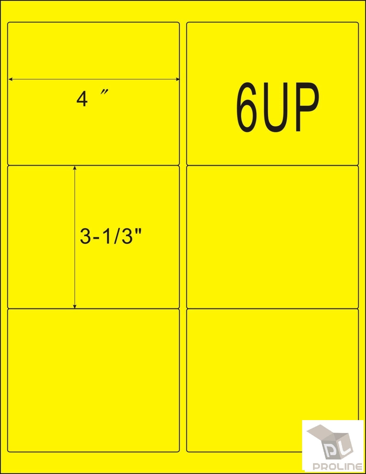 6UP 100 Sheets Neon Fluorescent Yellow Internet Shipping Labels 3-1/3 ...