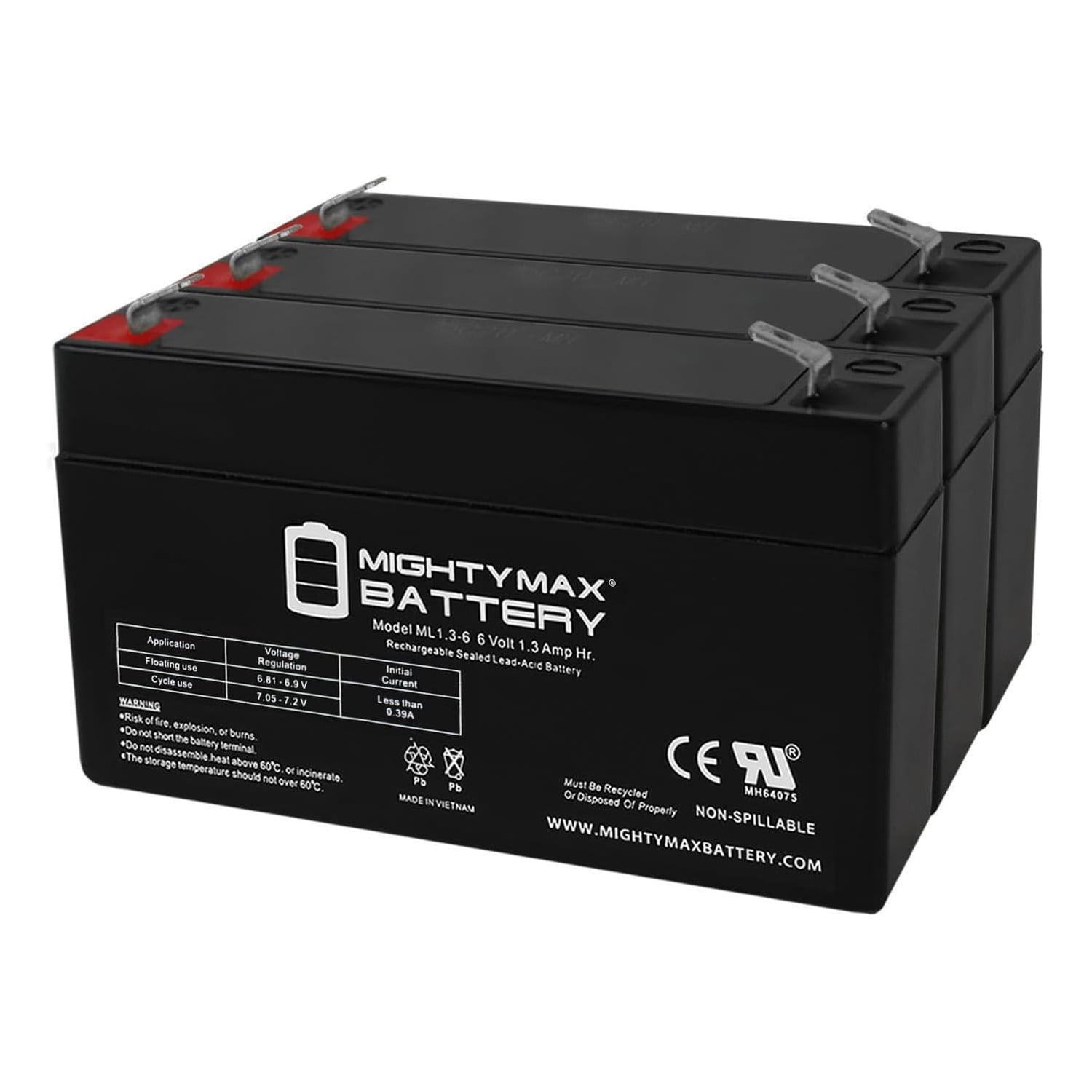 6V 1.3Ah Physio Control 3 VSM Cardiac Monitor Medical Battery - 3 Pack ...