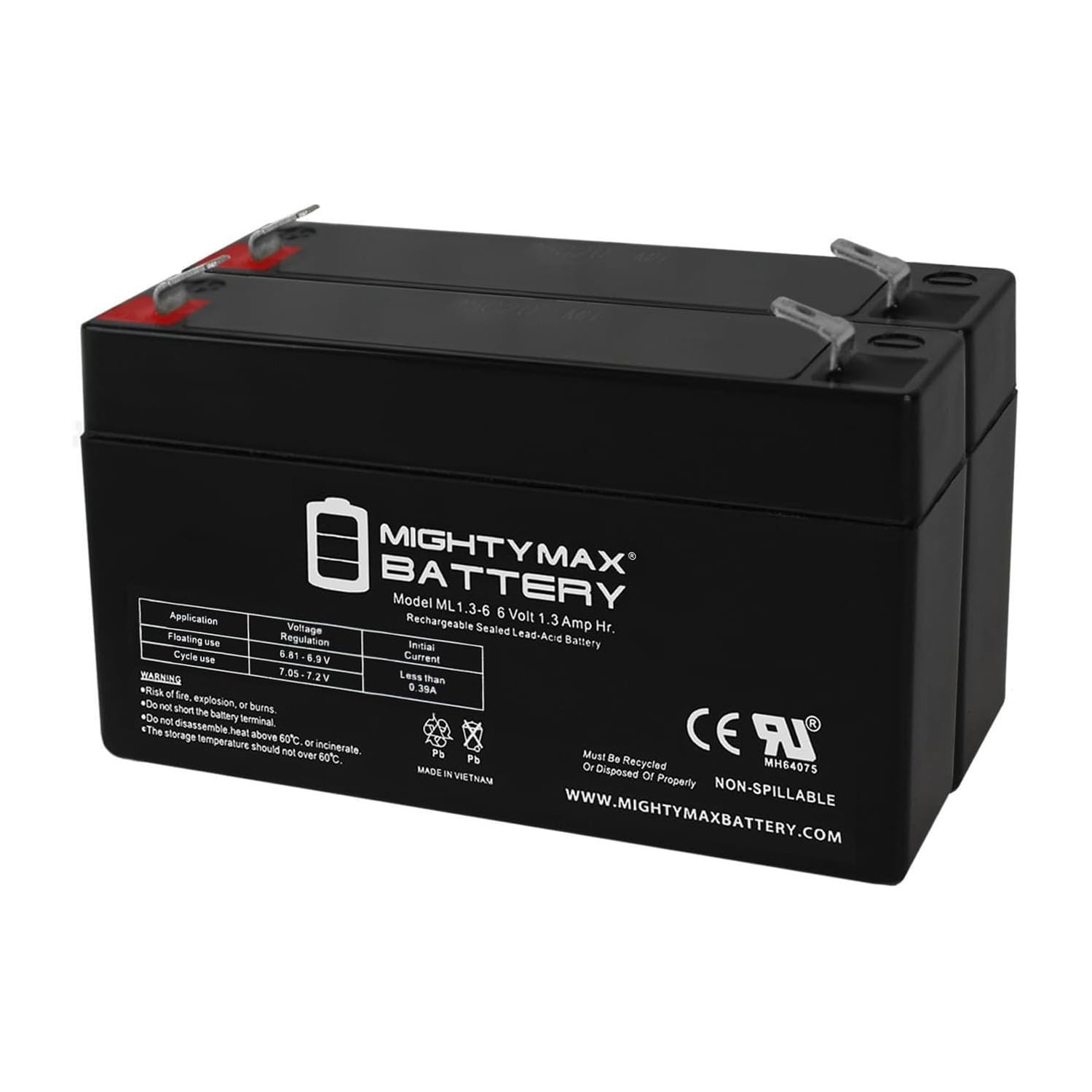 6V 1.3Ah SLA Replacement Battery for Elsar 23050 - 2 Pack - Walmart ...
