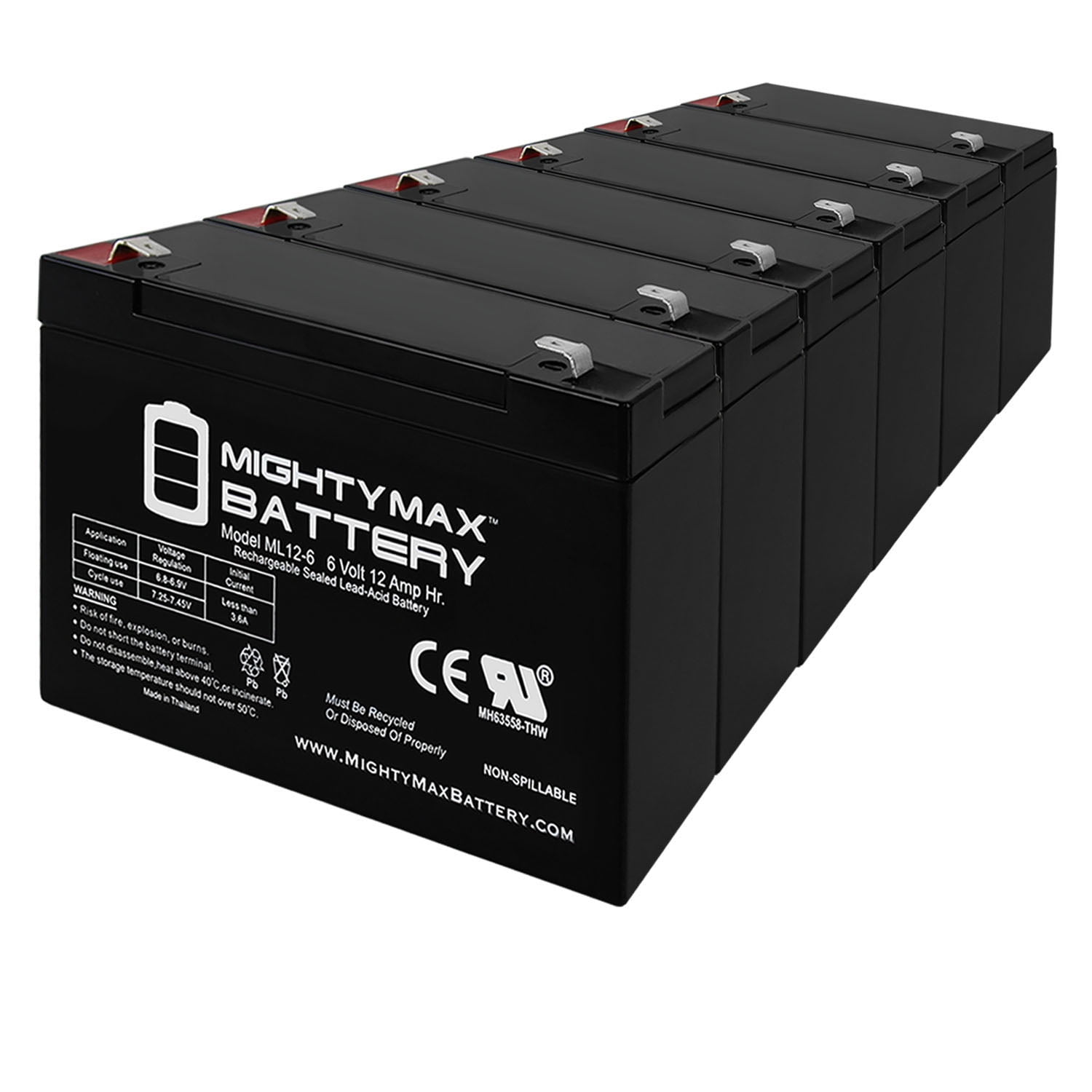 6V 12AH F2 SLA Replacement Battery for BB BP12-6 - 6 Pack - Walmart.com