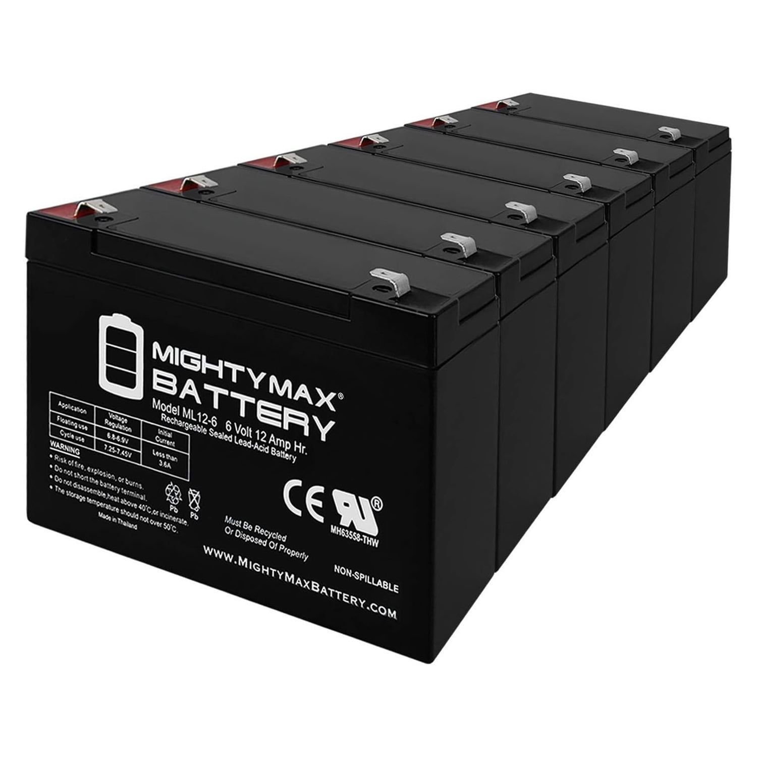 6V 12AH F2 SLA Replacement Battery for MDI 2000 Pacemaker - 6 Pack ...