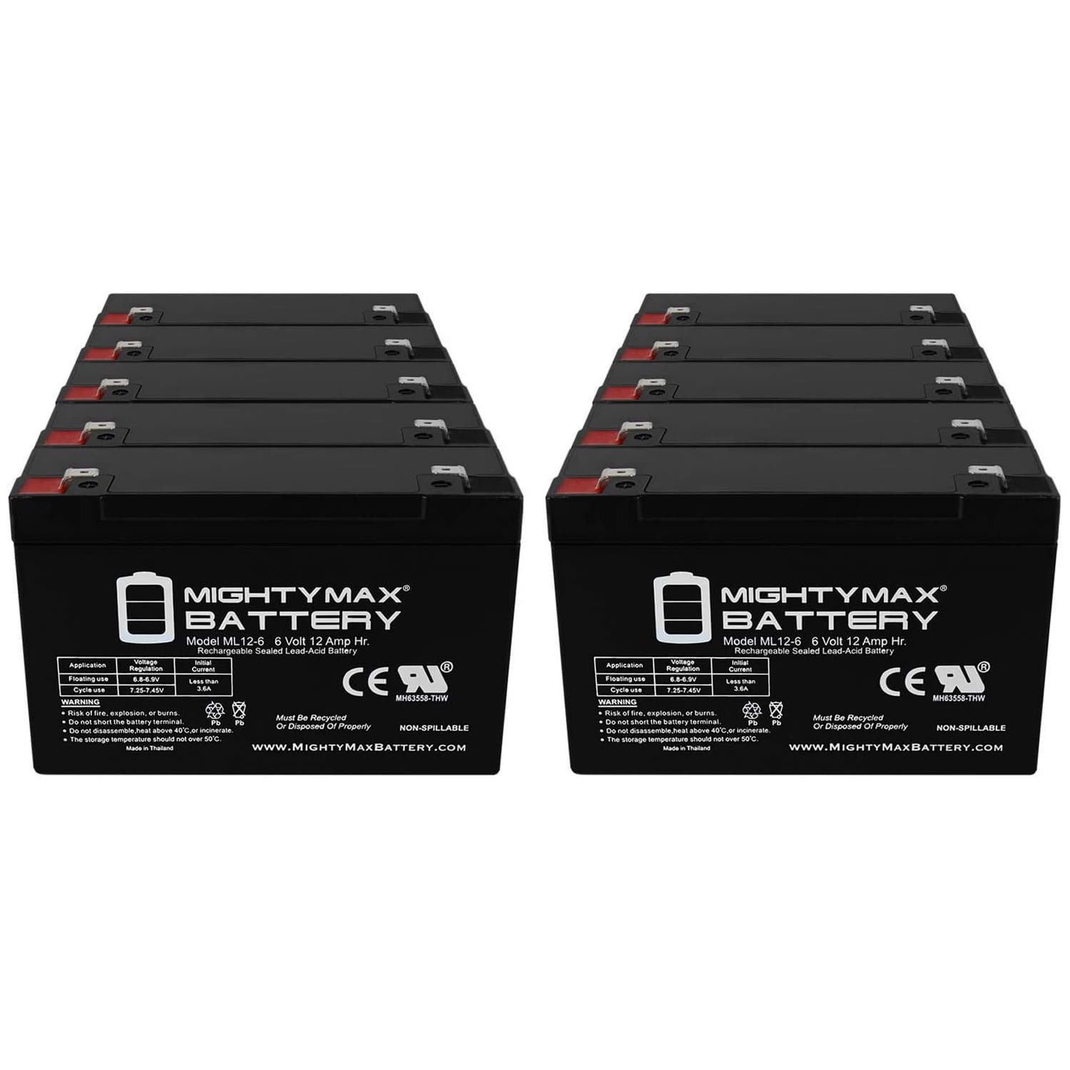 6V 12AH Replaces Medi-Man Rehab Patient Lift 62200-400 LB - 10 Pack ...
