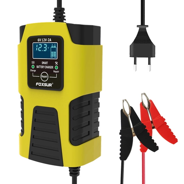 6V 12V 2A Battery Charger,3--Stage Automatic Charger, For Most Battery ...