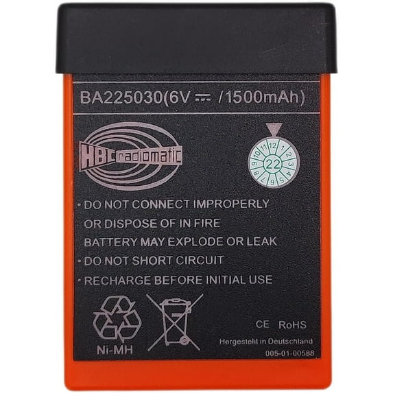 6V 1500mAh BA225030 Ni-Mh Rechargeable Battery HBC Radiomatic Battery ...