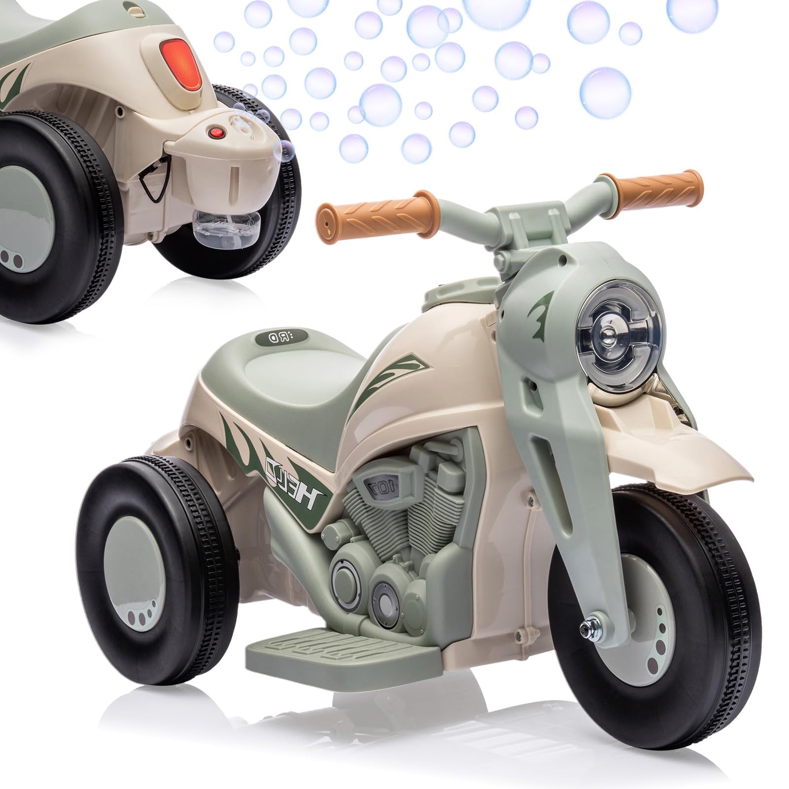 6V/15W Kids Motorcycle with Bubble Function, LED Headlights, Music ...