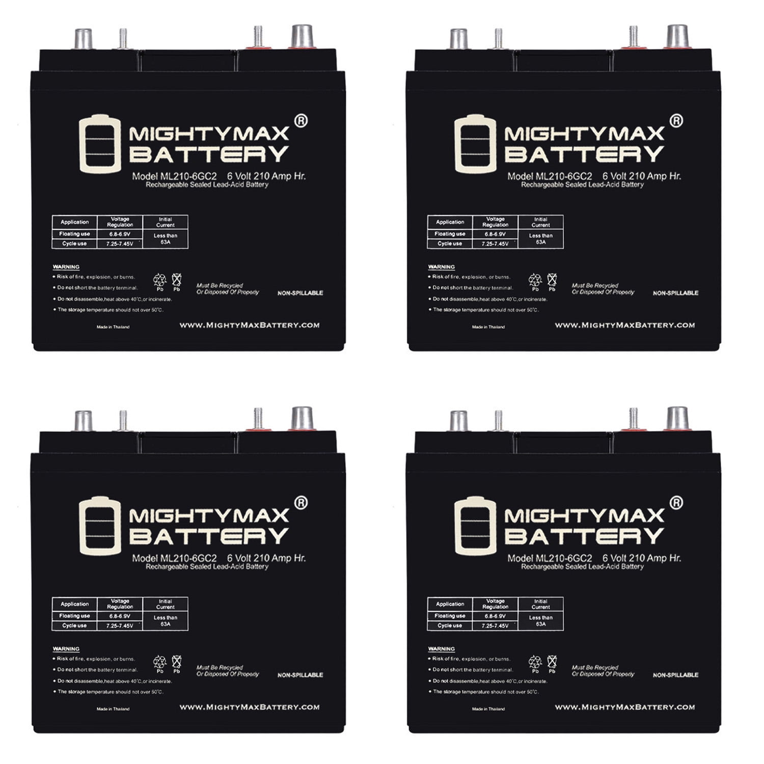 6V 210AH Dual Terminal SLA Replacement Battery Compatible with Club Car ...