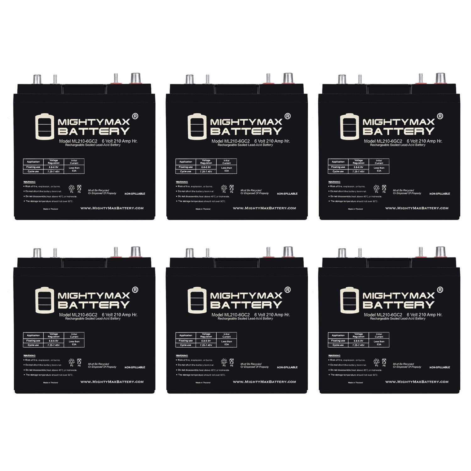 6V 210AH Dual Terminal SLA Replacement Battery Compatible with Columbia ...