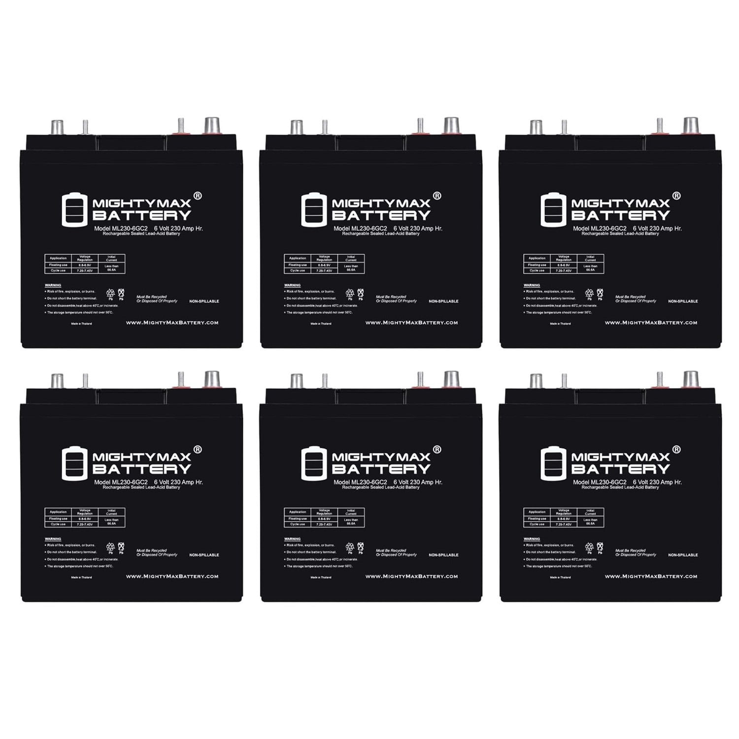 6V 230AH Dual Terminal SLA Replacement Battery Compatible with Columbia ...