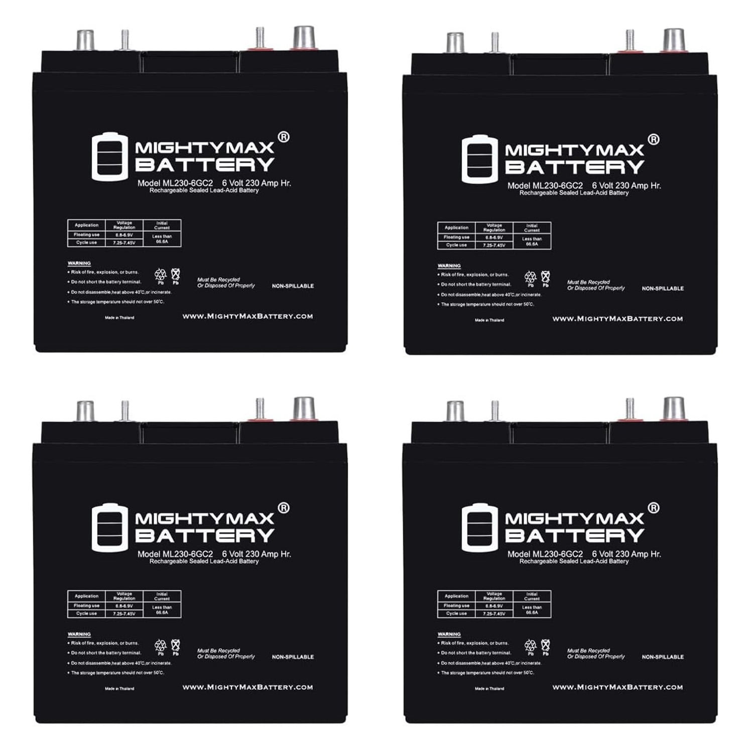 6V 230AH Dual Terminal SLA Replacement Battery Compatible with E-Z-GO ...