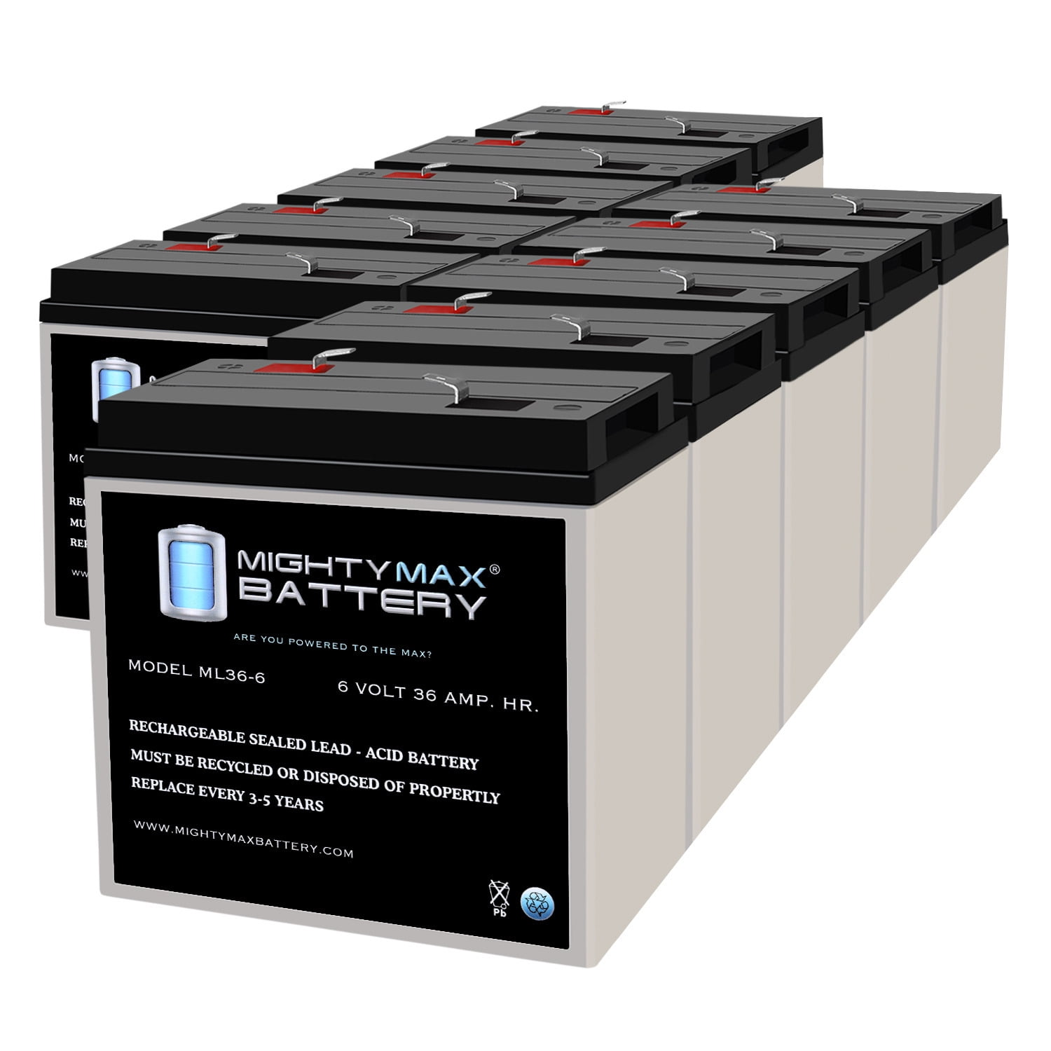 6V, 36Ah, AGM, F2 Terminal, Replacement Battery Compatible with ...