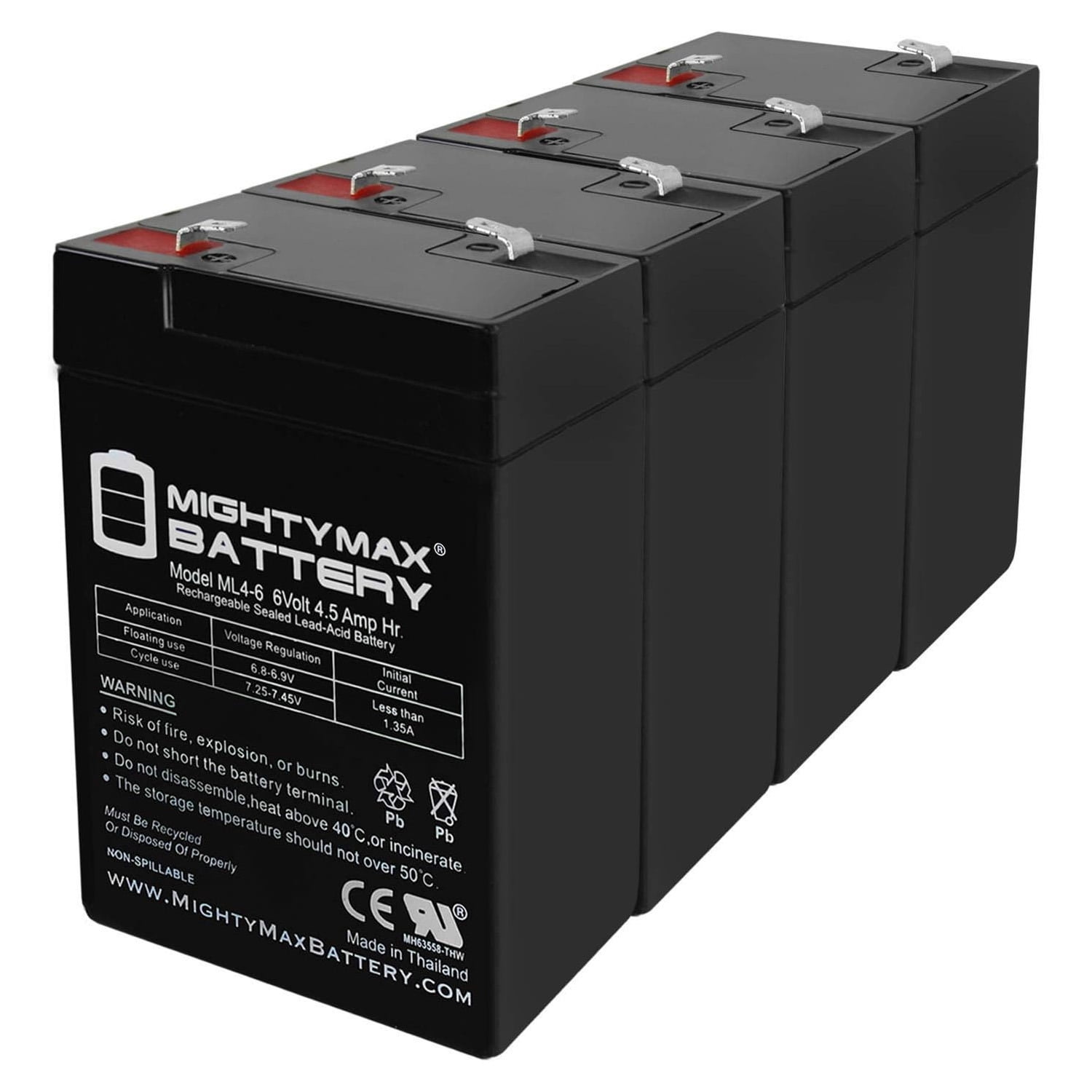 6V 4.5AH SLA Replacement Battery for Jiming JM-6M4.5AC - 4 Pack ...