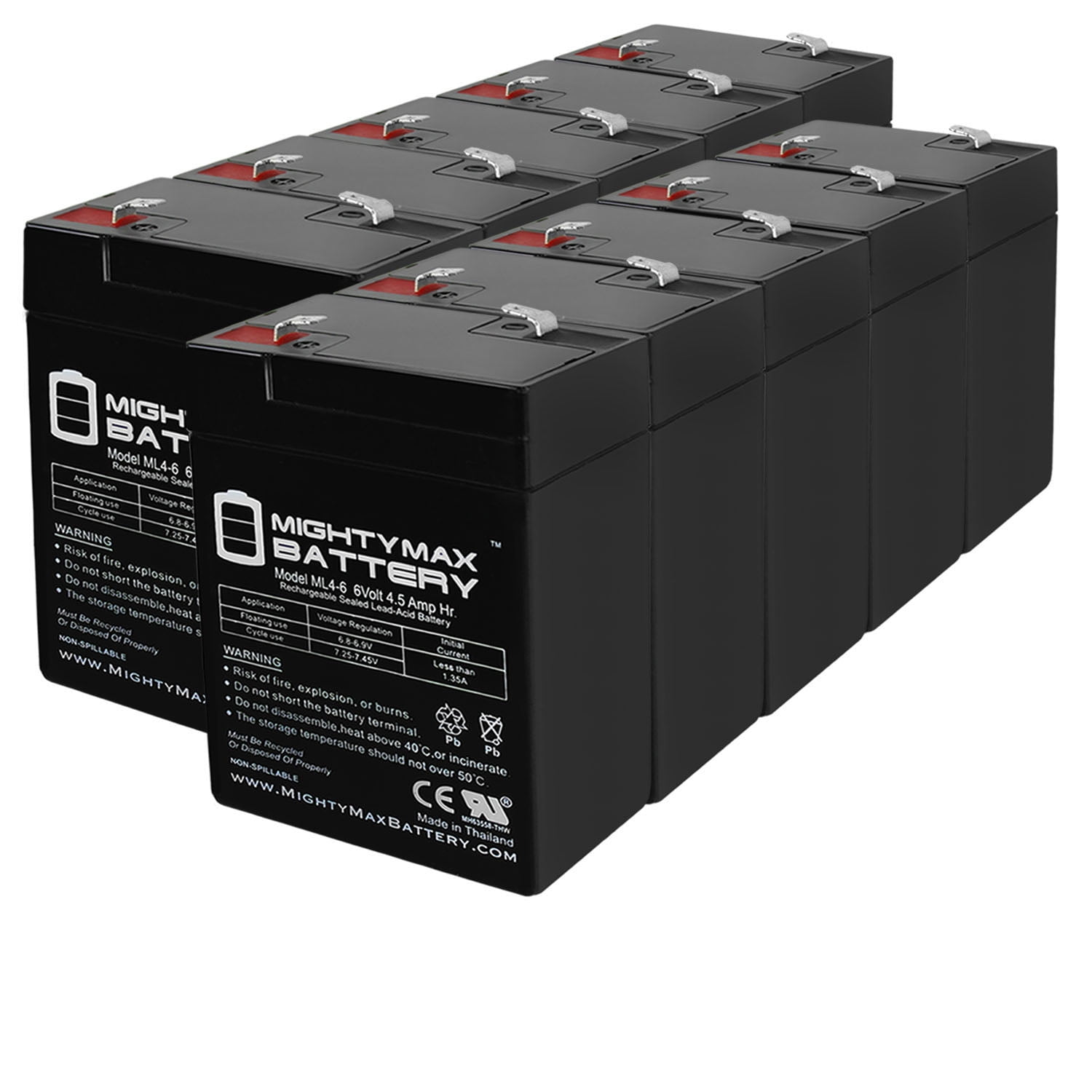 6V 4.5Ah Sealed Lead Acid Battery BP4-6 NP4-6 PS-640 - 10 Pack ...