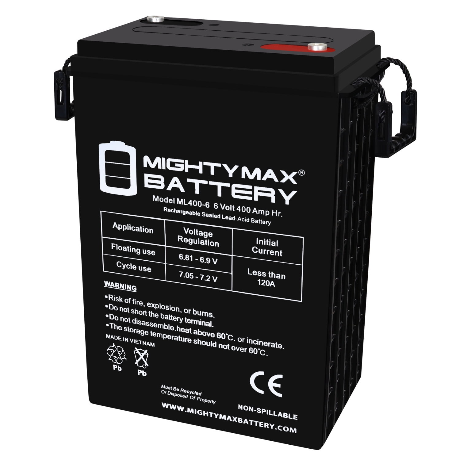 6V, 400Ah, AGM, INT Terminal, Replacement Battery Compatible with ...