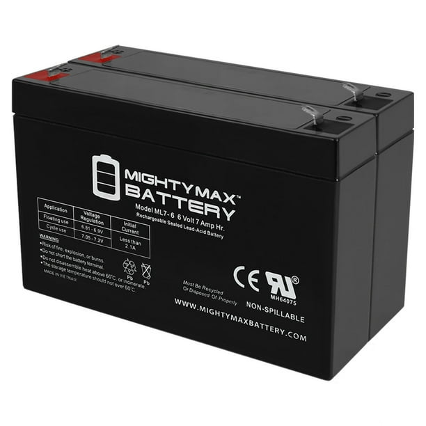 6V 7AH PS-682 PS7-6 Sealed Rechargeable Battery - 2 Pack - Walmart ...