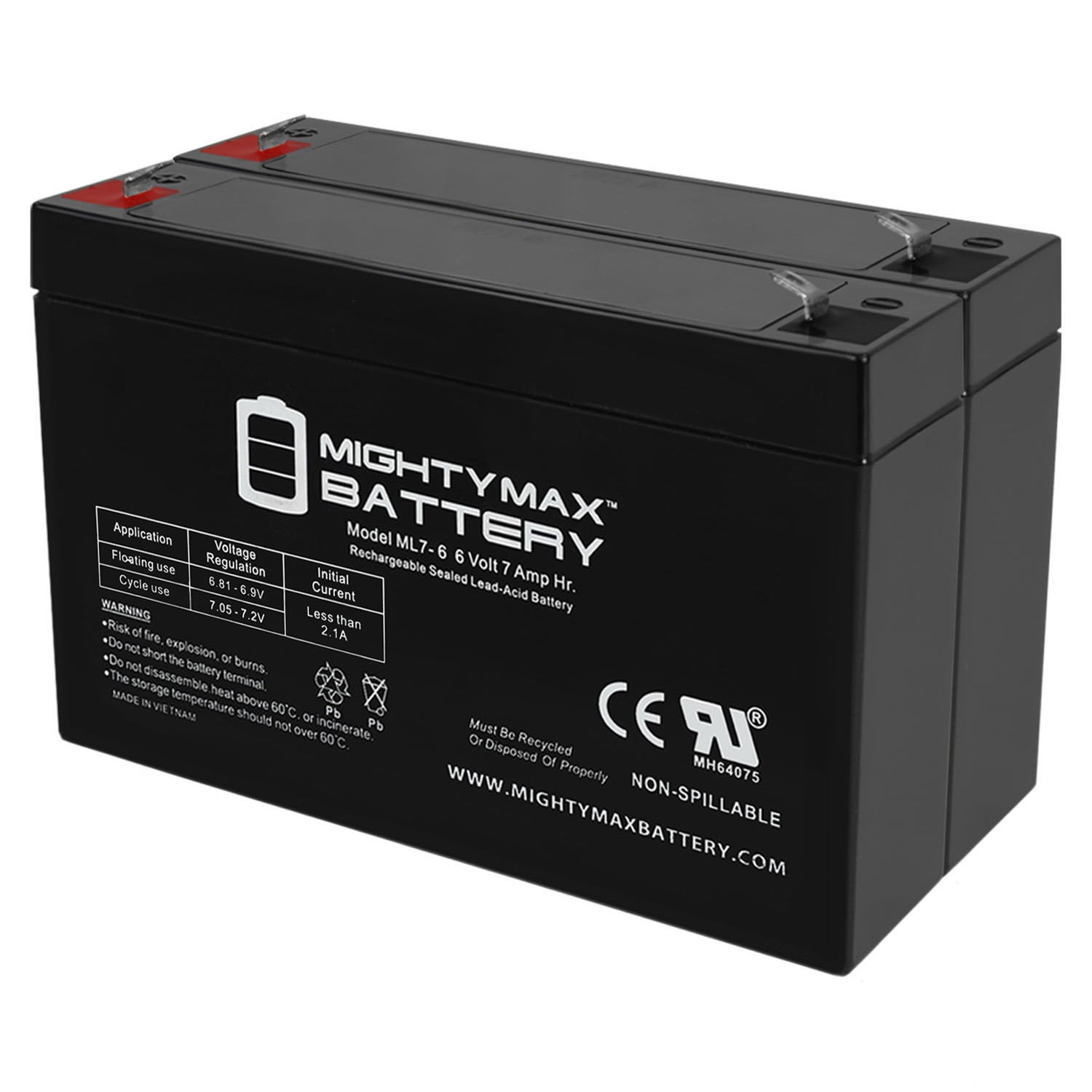 6V 7Ah SLA Battery for 6V Mini Cooper S Model # W446AC-Y - 2 Pack ...
