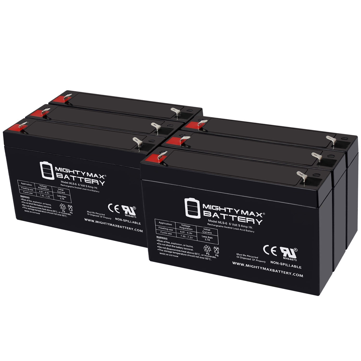 6V, 9Ah, AGM, F2 Terminal, Replacement Battery Compatible with Ritar ...