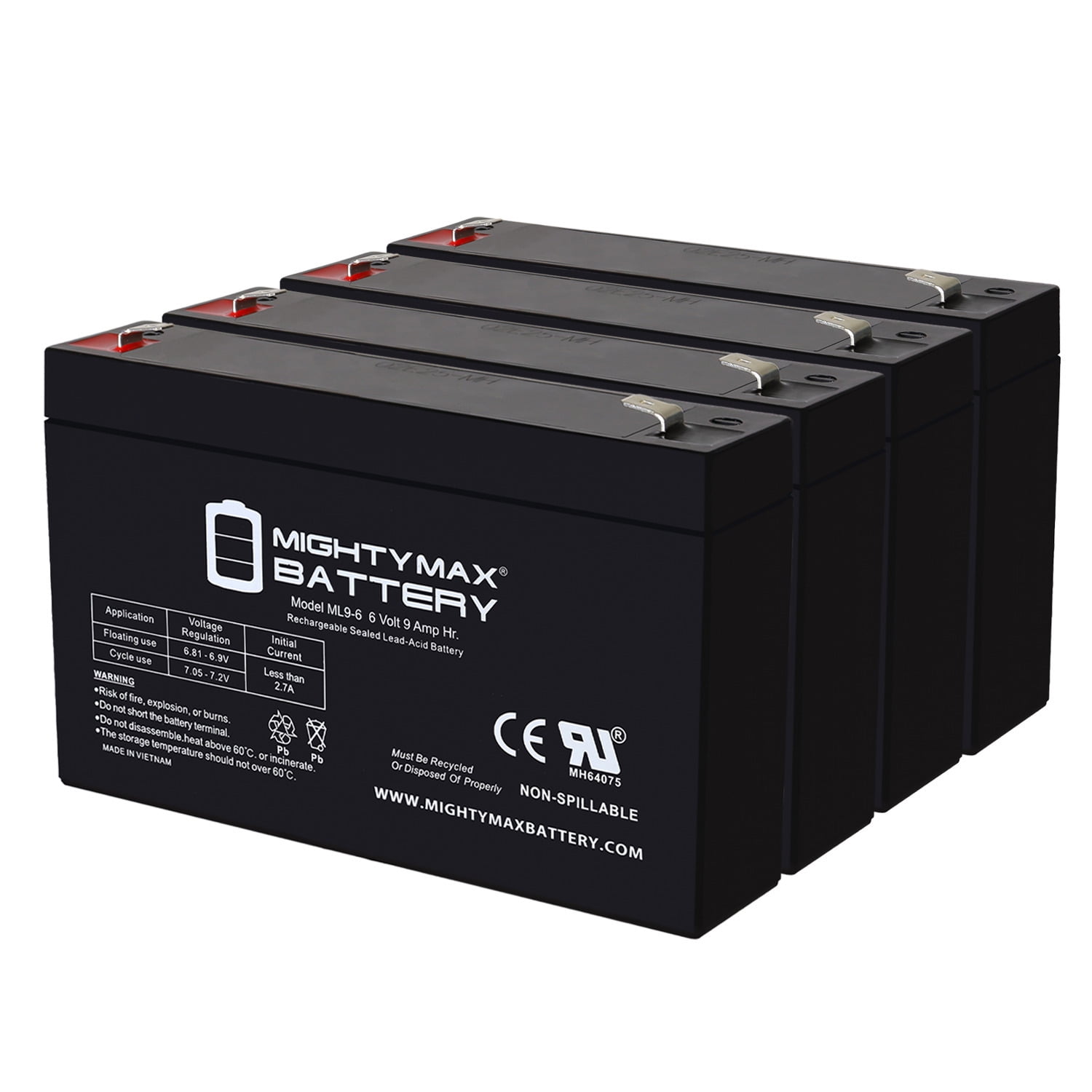 6V, 9Ah, AGM, F2 Terminal, Replacement Battery Compatible with Yuasa ...