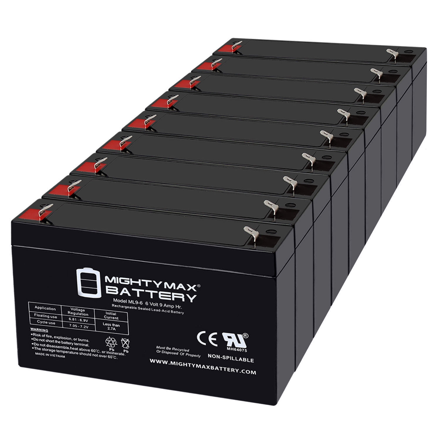 6V, 9Ah, AGM, F2 Terminal, Replacement Battery Compatible with Yuasa ...