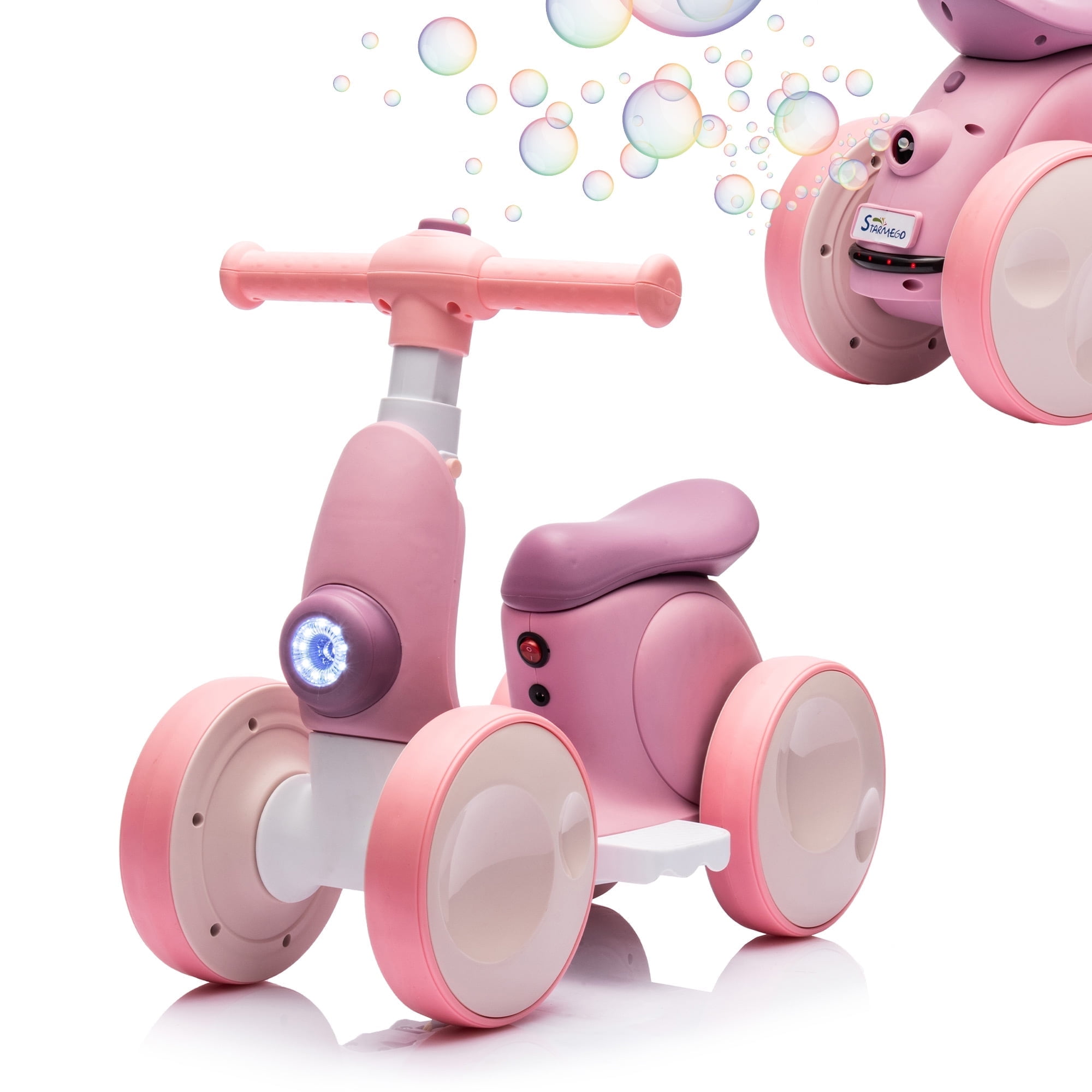 6V Electric Baby Balance Bike with Bubble Machine,4 in 1 Toddler ...