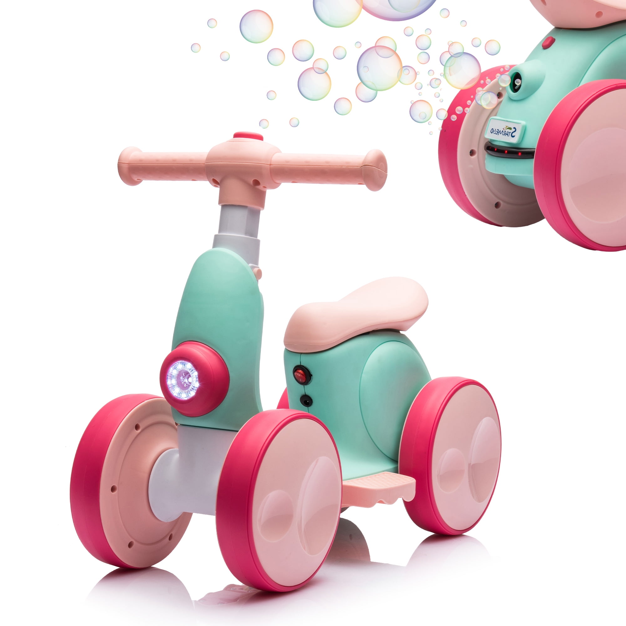 6V Electric Baby Balance Bike with Bubble Machine,4 in 1 Toddler ...