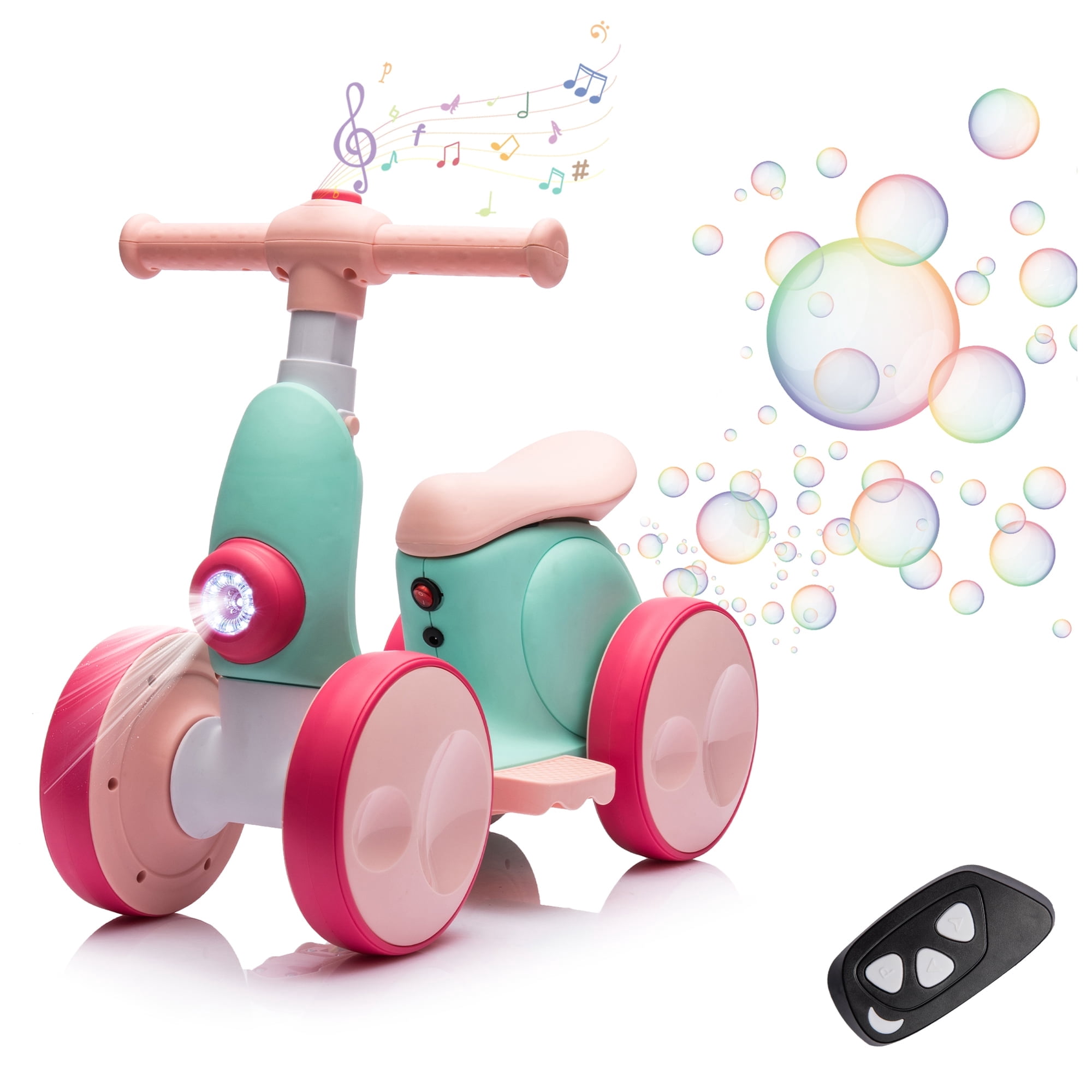 6V Electric Baby Balance Bike with Bubble Machine,4 in 1 Toddler ...
