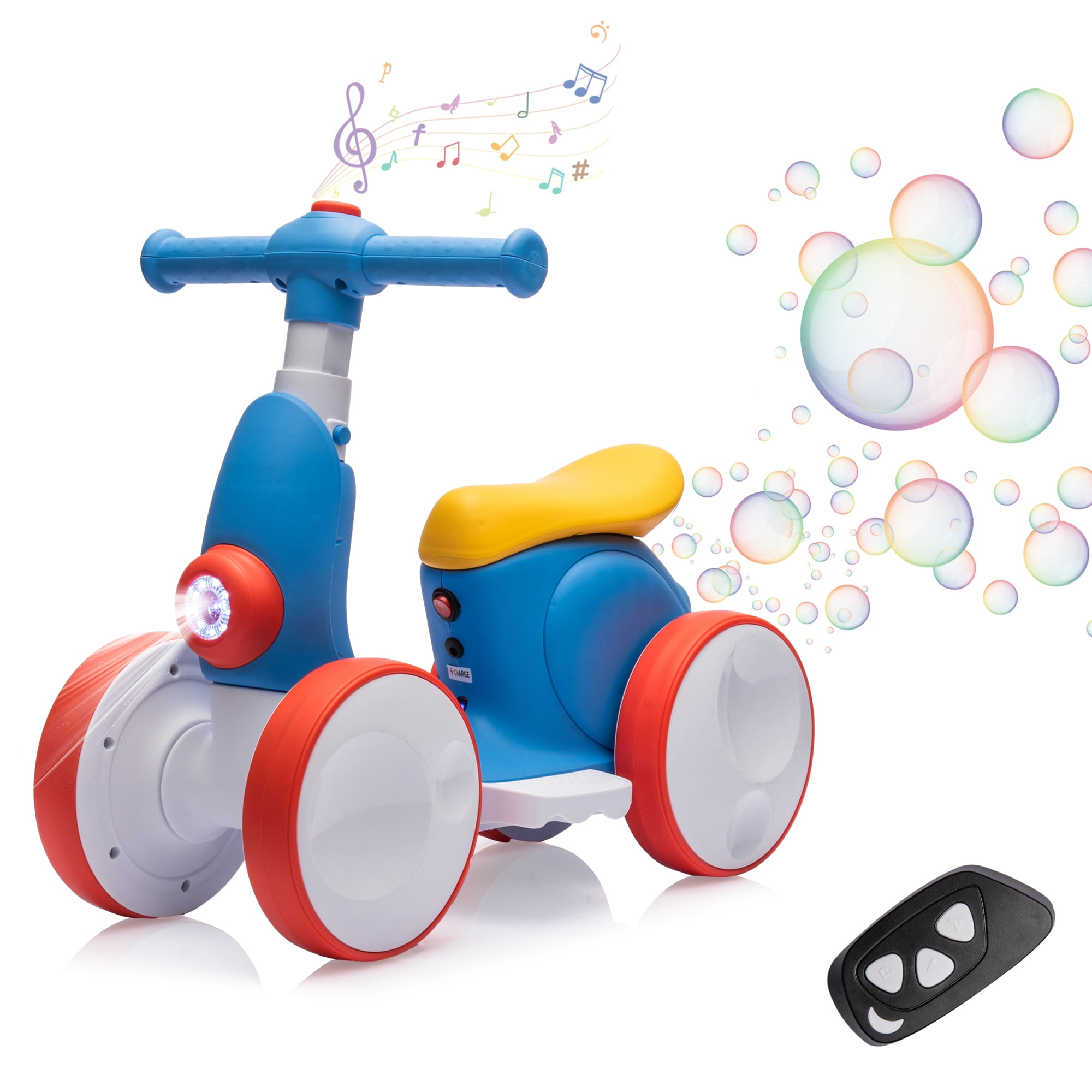 6V Electric Baby Balance Bike with Bubble Machine,4 in 1 Toddler ...
