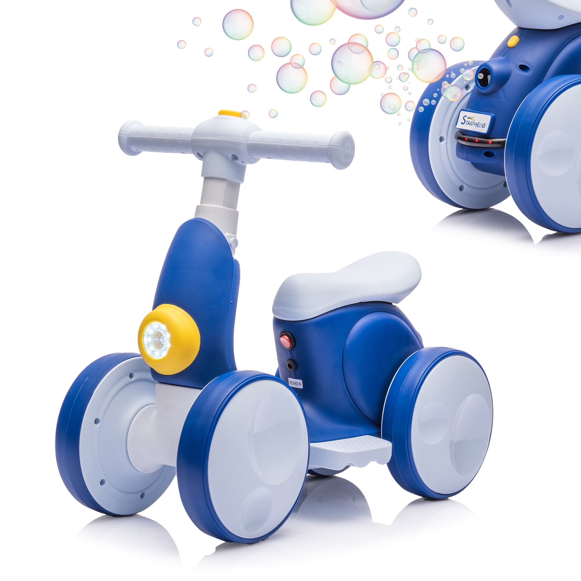 6V Electric Baby Balance Bike with Bubble Machine,4 in 1 Toddler ...