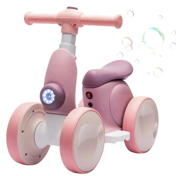 6V Electric Baby Balance Bike with Bubble Machine,4 in 1 Toddler Balance Bike w/Remote Control ...