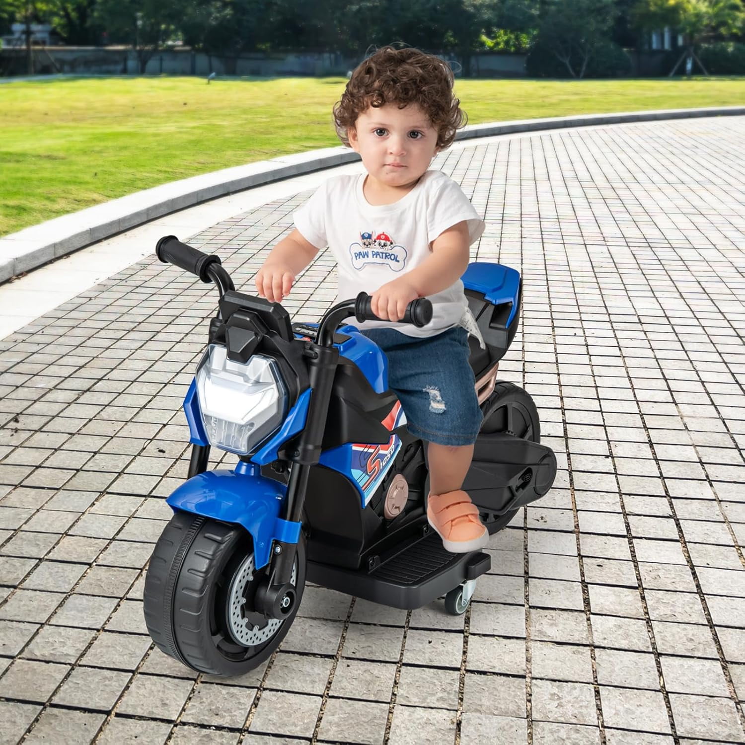 6V Kids Motorcycle with 3-in-1 Convertible Design, Headlight, Music ...