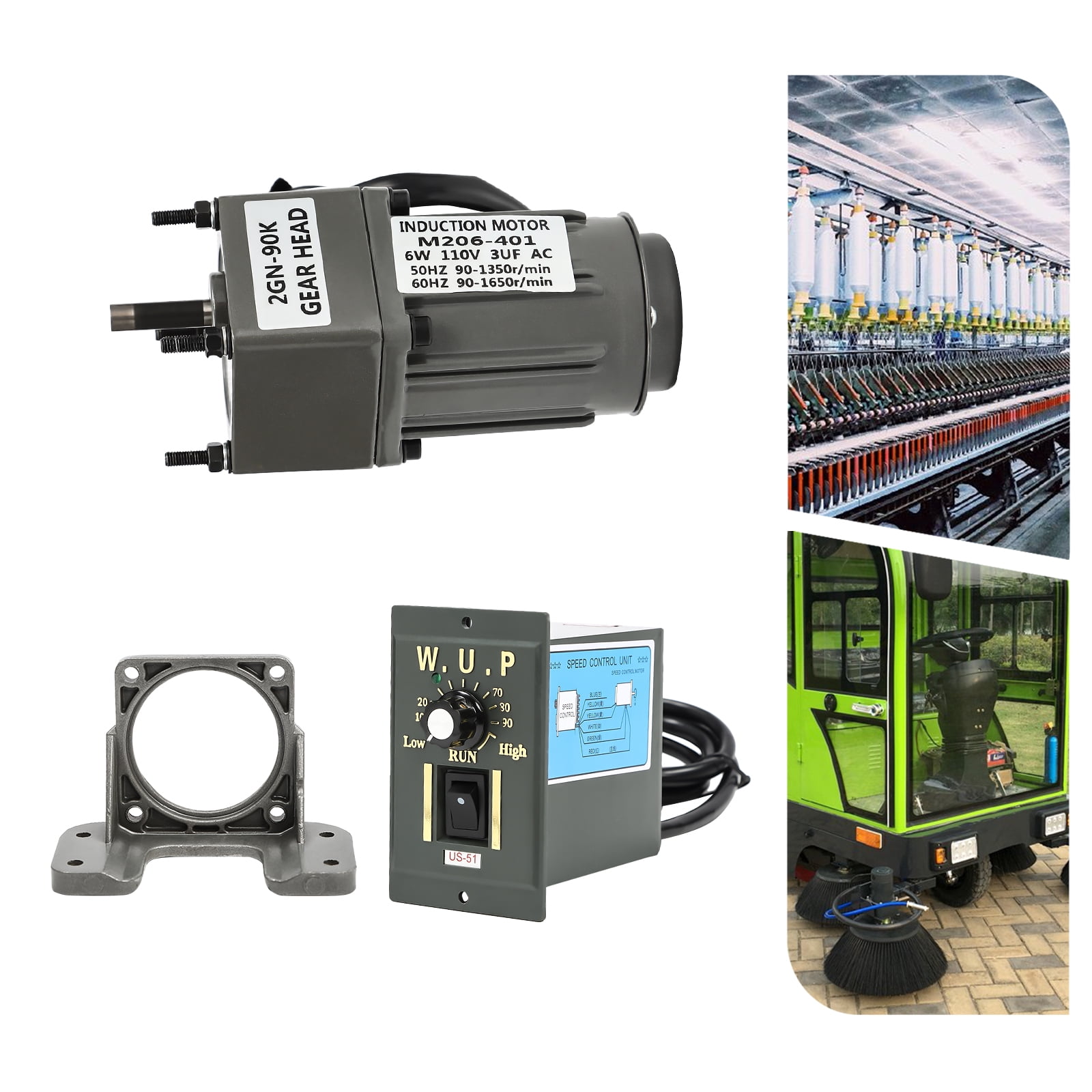 6W 110V 50/60HZ Low RPM High Torque AC Gear Reducer Motor with Speed ...