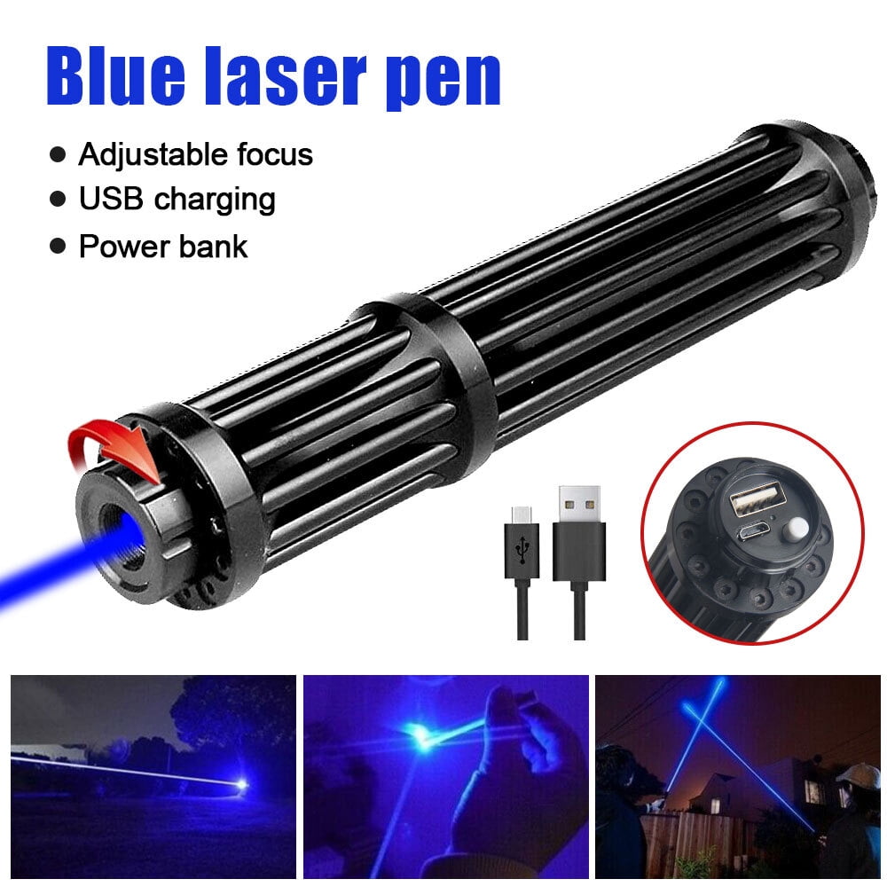6W 450nm Blue Laser Pointer Pen Visible Light Beam Lazer USB Charging w/ 5 Caps - Walmart.com