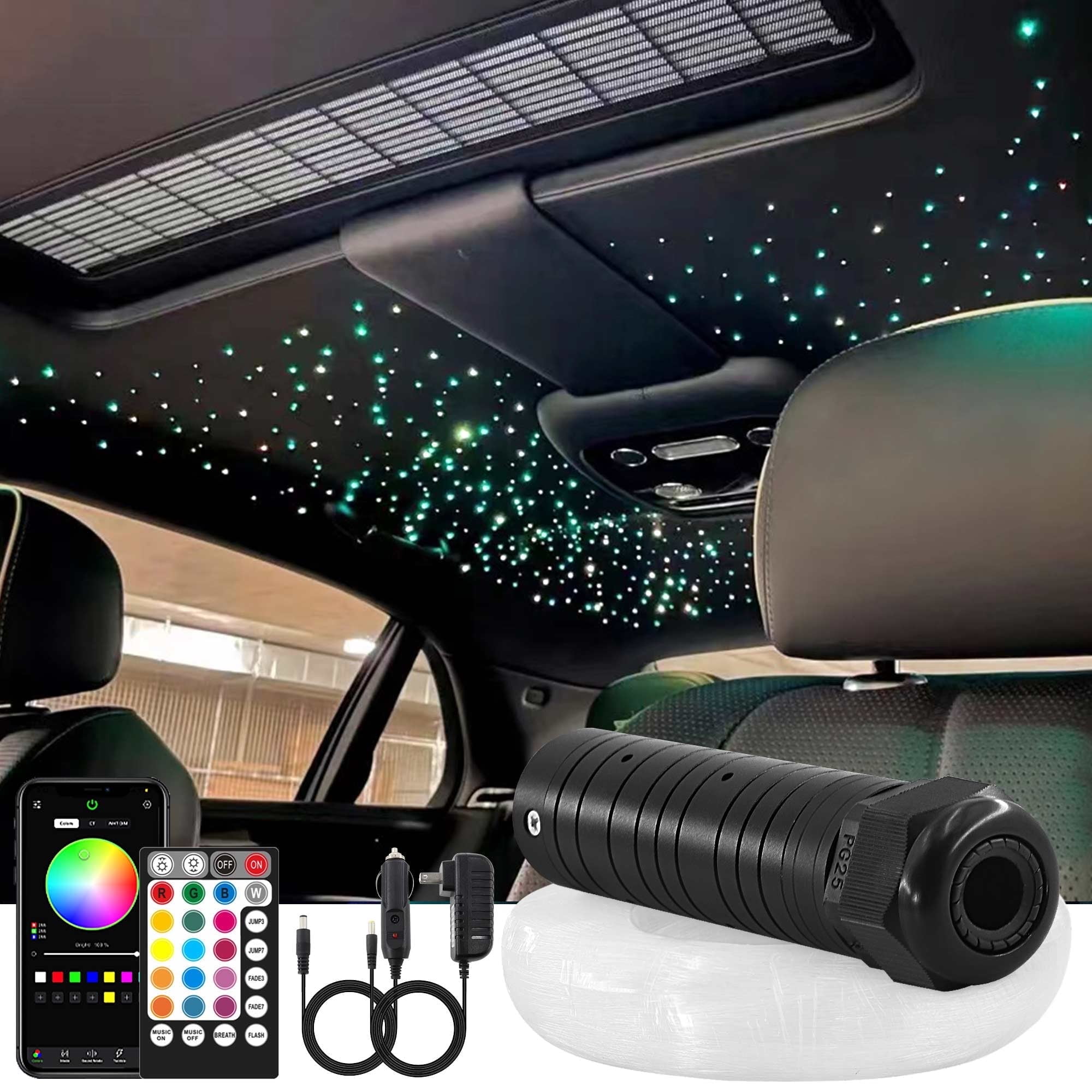 BESTUND 6W Star Lights Headliner Kit 500pcs*0.03in*6.5ft Car Interior ...