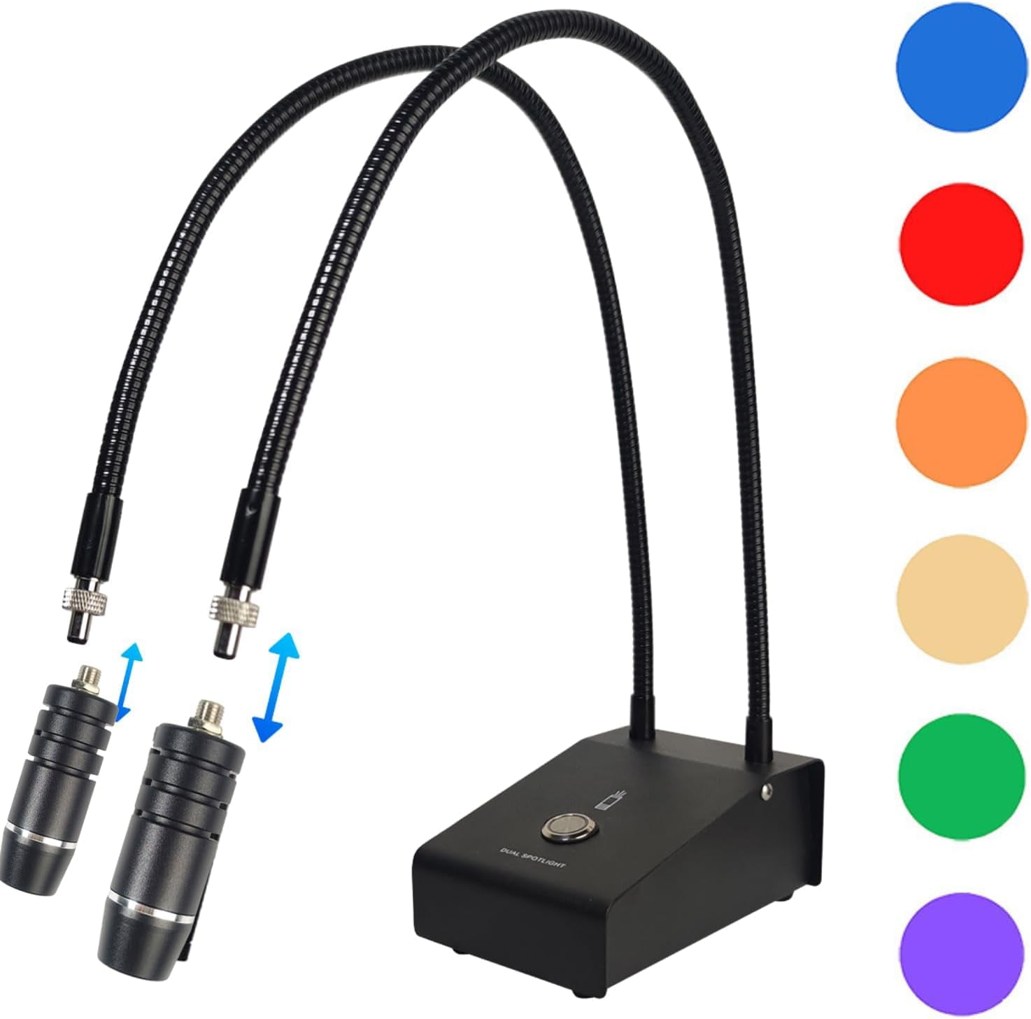 6W Microscope Light Dual LED Gooseneck, 6500K LED Bulb Changeable ...