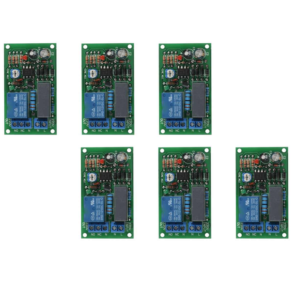 6x 220v Relay Board Power On Time Delay Circuit Module Corridor Switch Stair Light D1b5