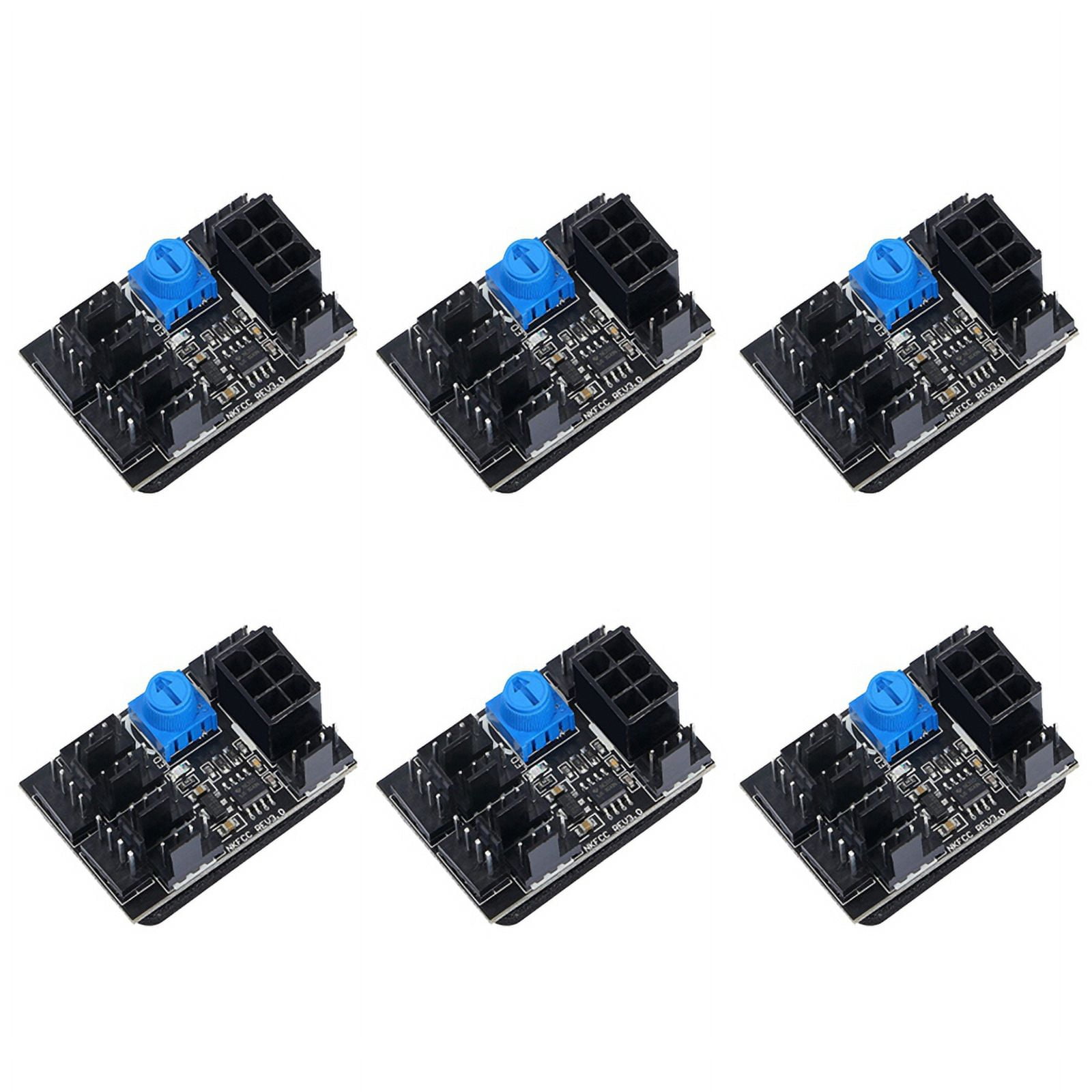 6X 3-Pin 4-Pin Fan Adapter PWM PC Case Cooling Fan Hub 8-Way Splitter ...
