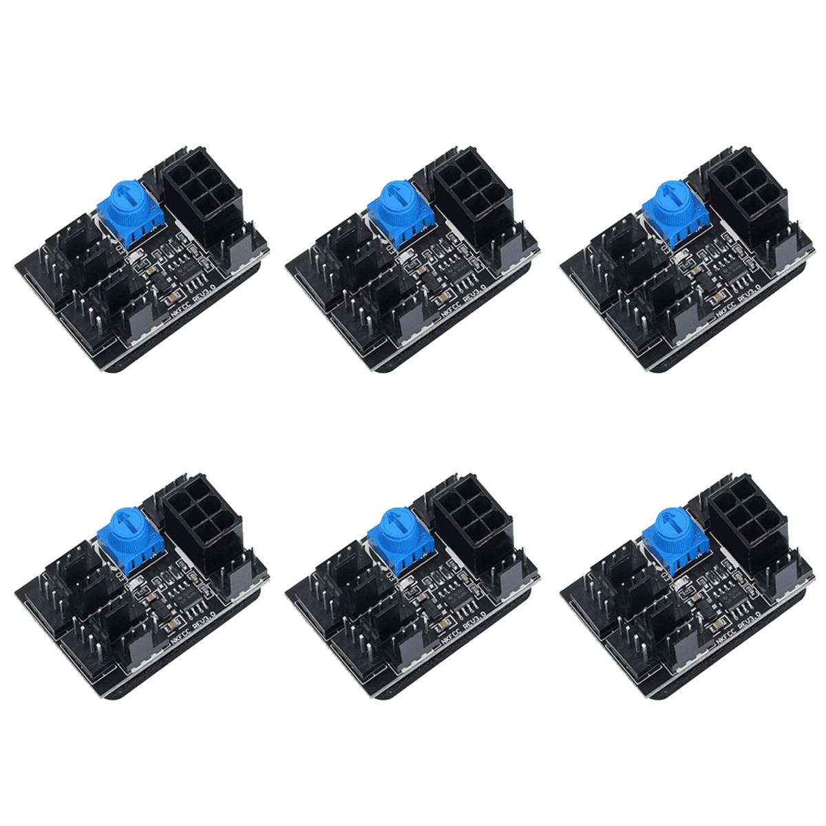 6X 3-Pin 4-Pin Fan Adapter PWM PC Case Cooling Fan Hub 8-Way Splitter ...