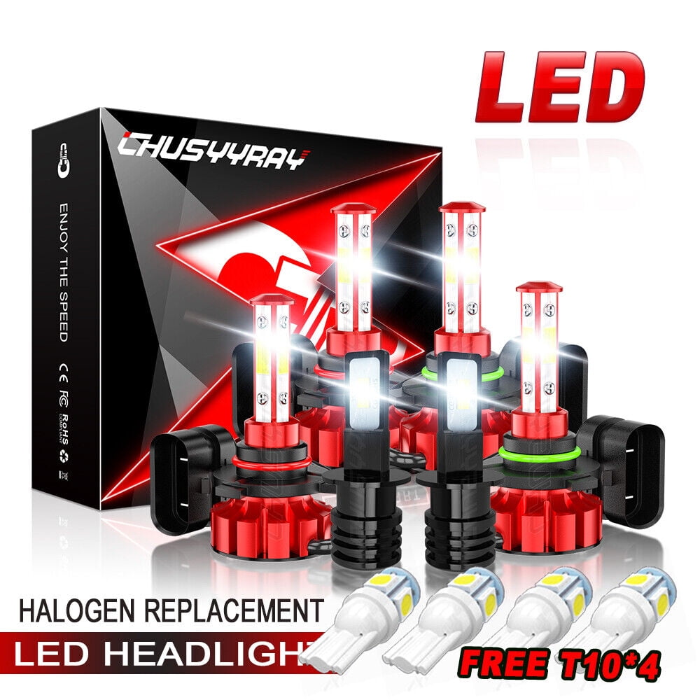 6X 4-sides 9005 9006 LED Headlight Bulbs Hi/Lo Beam H3 Fog Light Combo ...