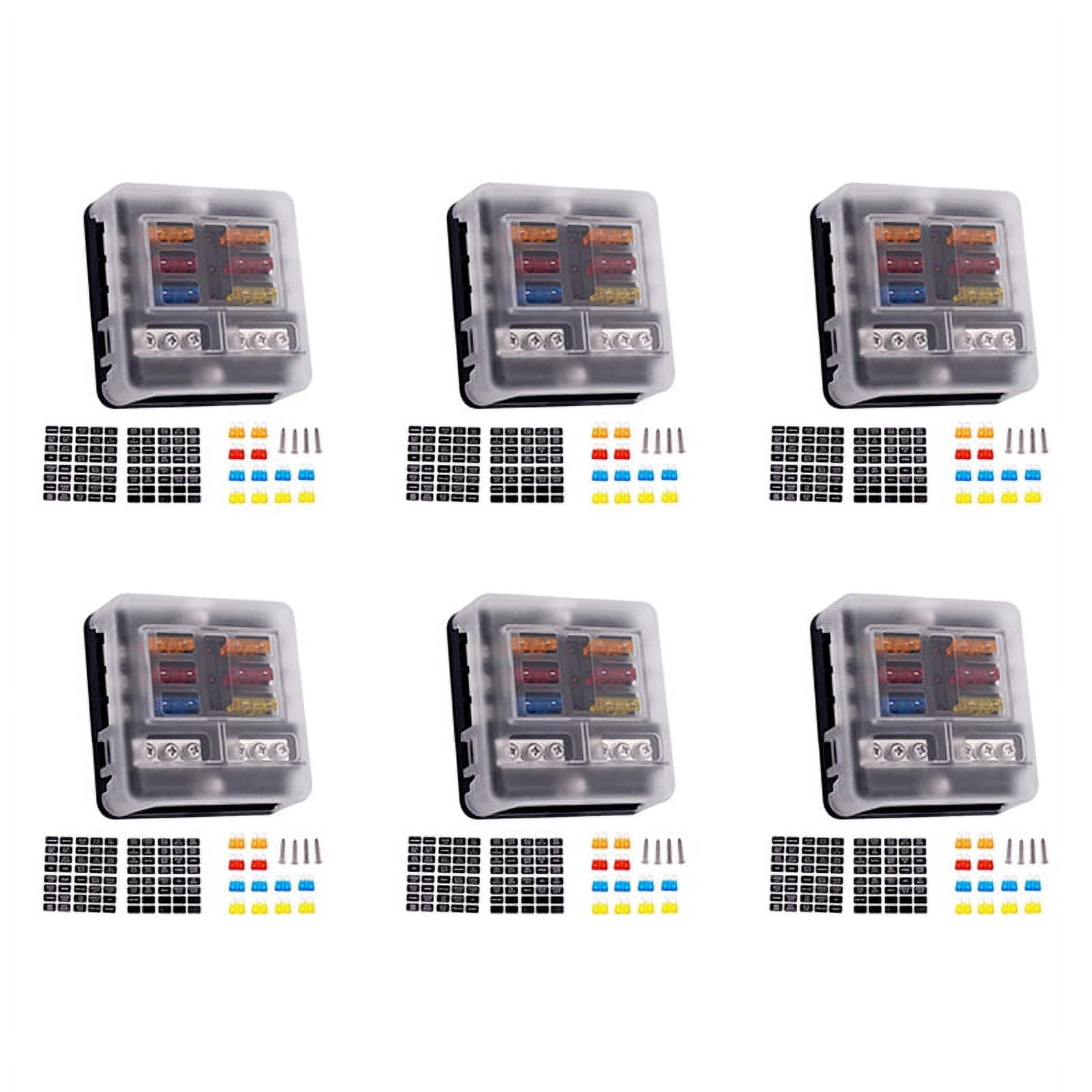 6X 6-Way Waterproof Fuse Block,with LED Indicator 12 Circuits with ...