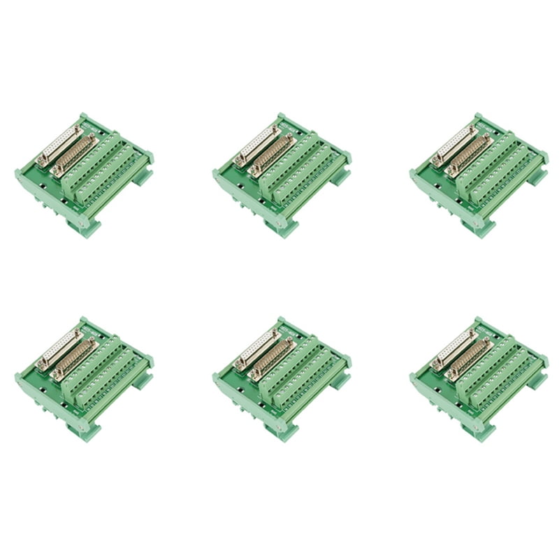 6X DB25 DIN Rail Mount Interface Module Male/Female Connector Breakout ...