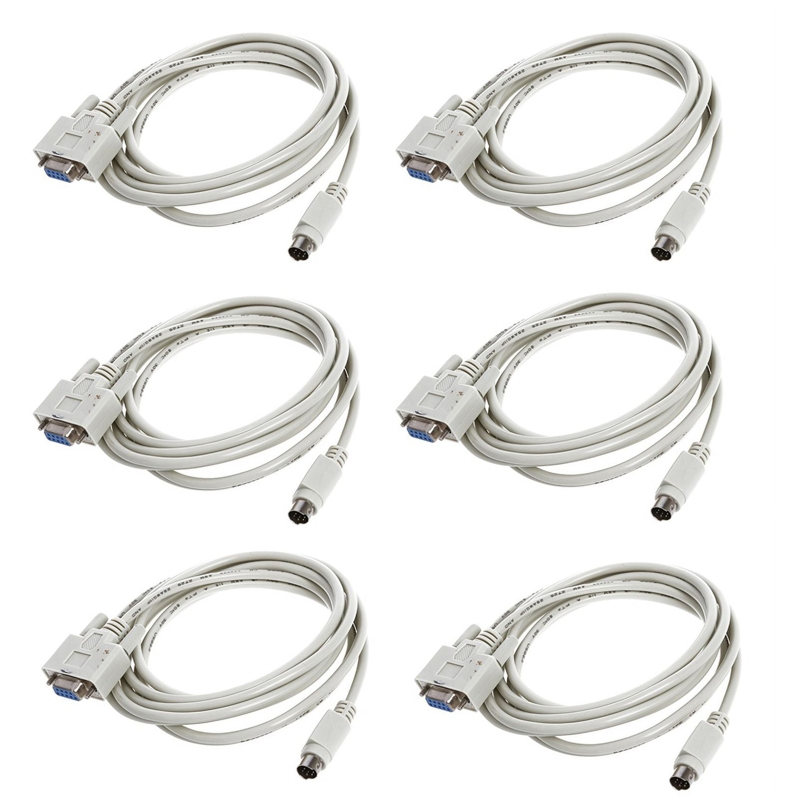 6X DB9P to 8P Mini Din RS232 Download Cable White 8.2 Ft for PLC -EH ...