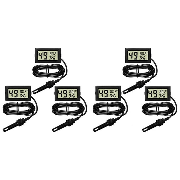 6X Digital Thermometer Hygrometer with Probe Indoor Temperature ...